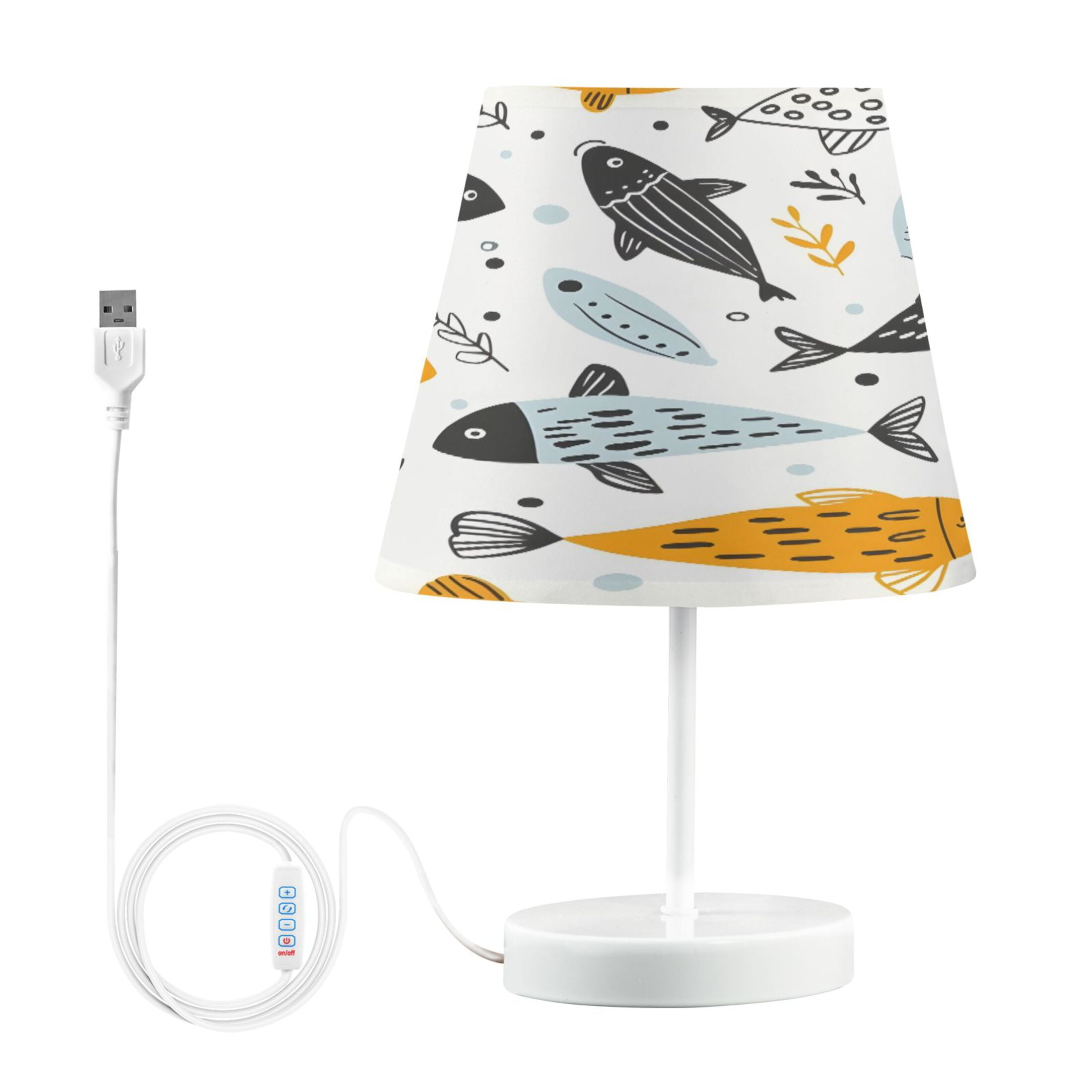 Hand Drawn Doodle Fish Desk Lamp LED Table Nightstand Lamps with 3 ...