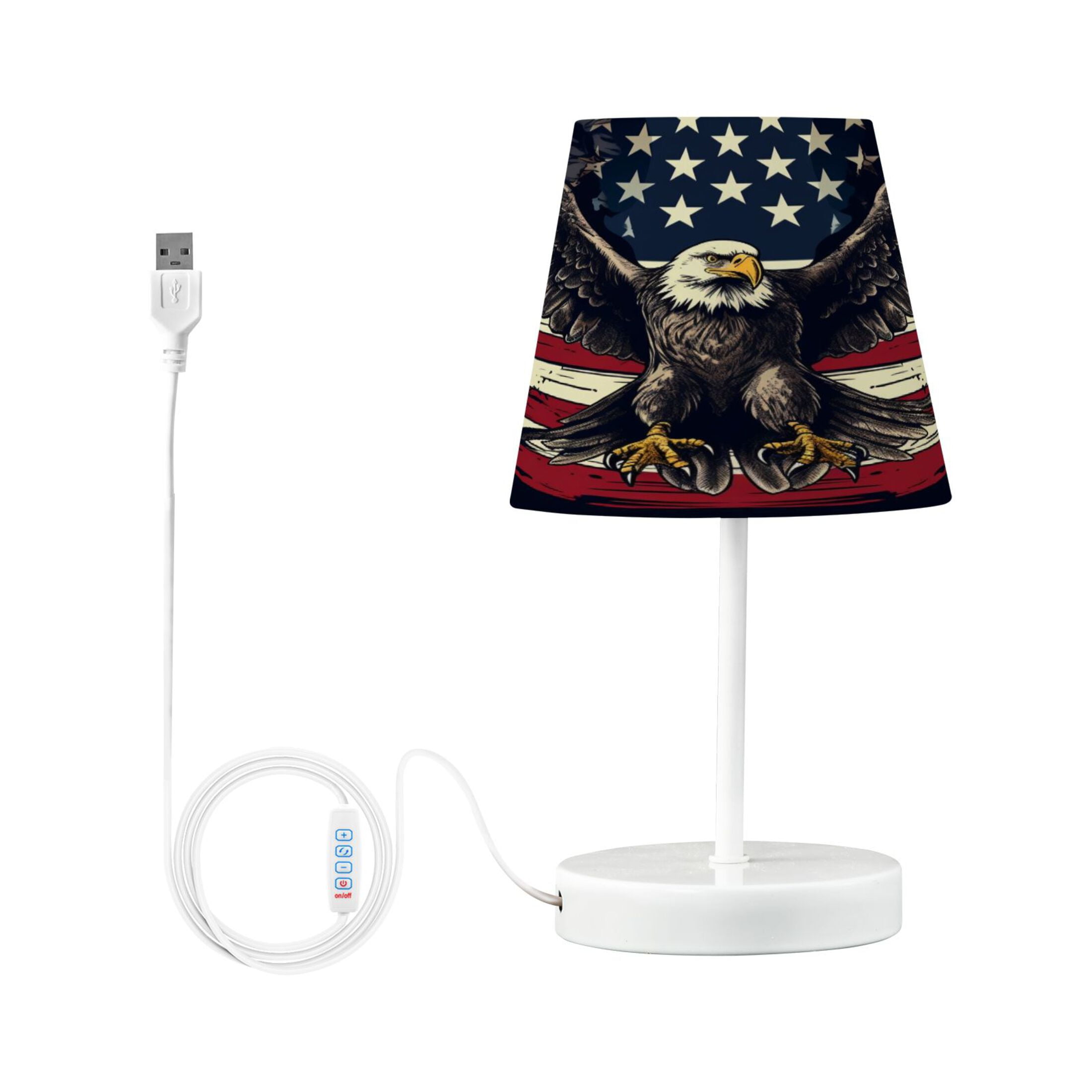 Hand Drawn Eagle and American Flag Desk Lamp LED Table Nightstand Lamps ...