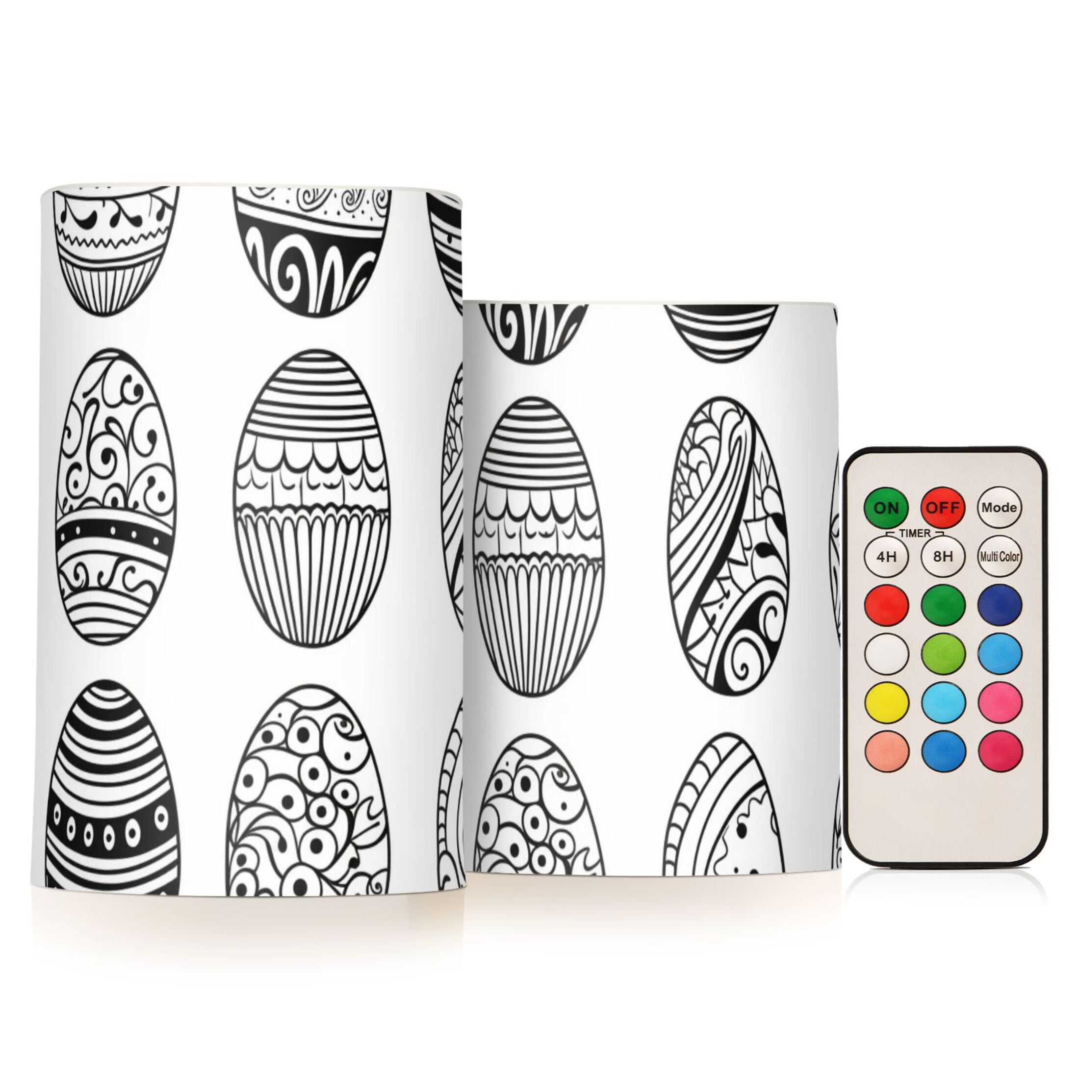 Hand Drawn Easter Eggs Flameless Candles with Remote Timer LED Battery ...