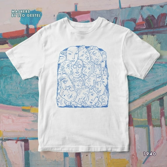 Hand-Drawn Faces Graphic Tee with Artistic Surreal Line Drawing ...