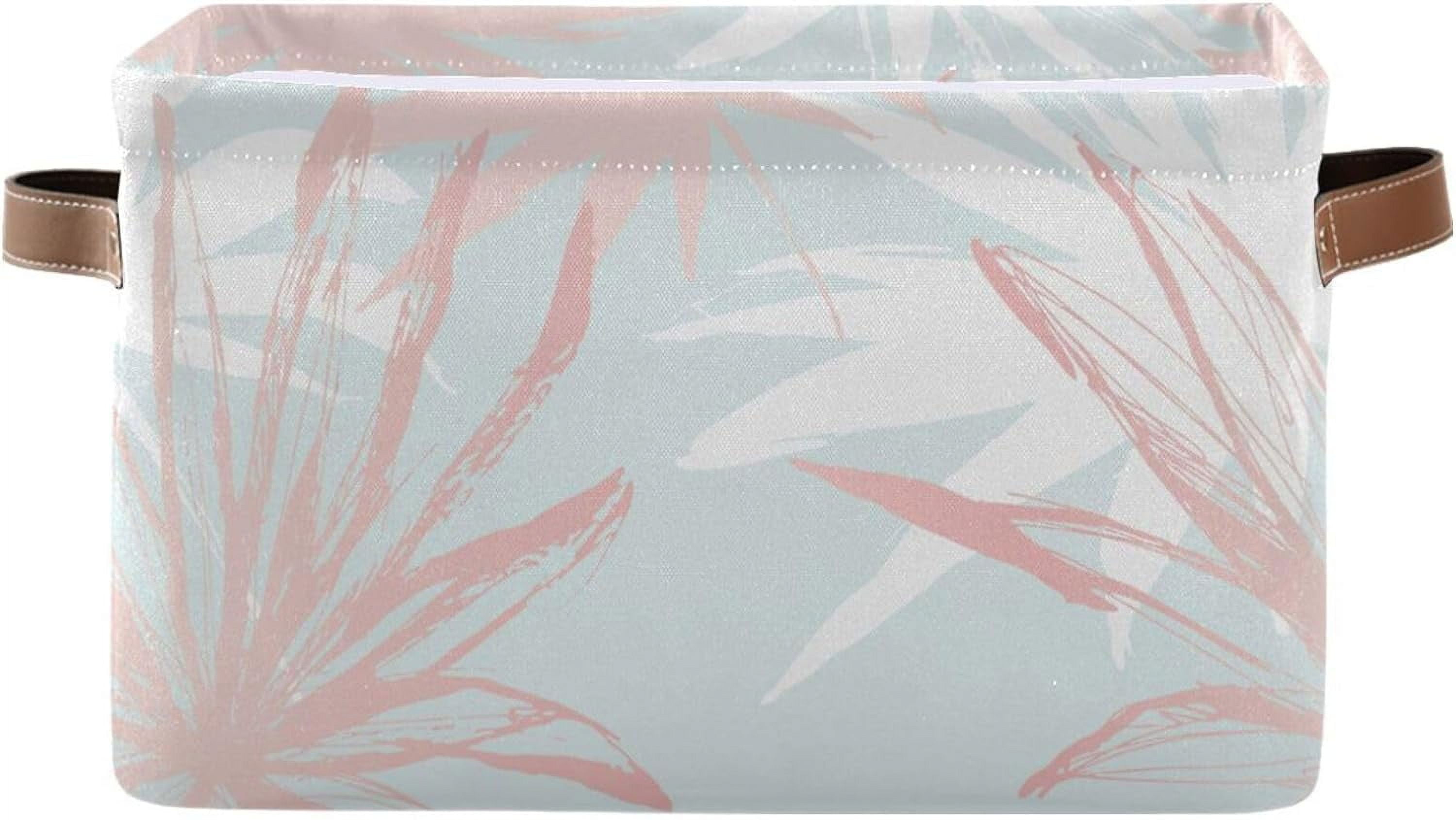 Hand Drawn Fan Palm Tree Leaves Storage Basket, Durable Canvas ...