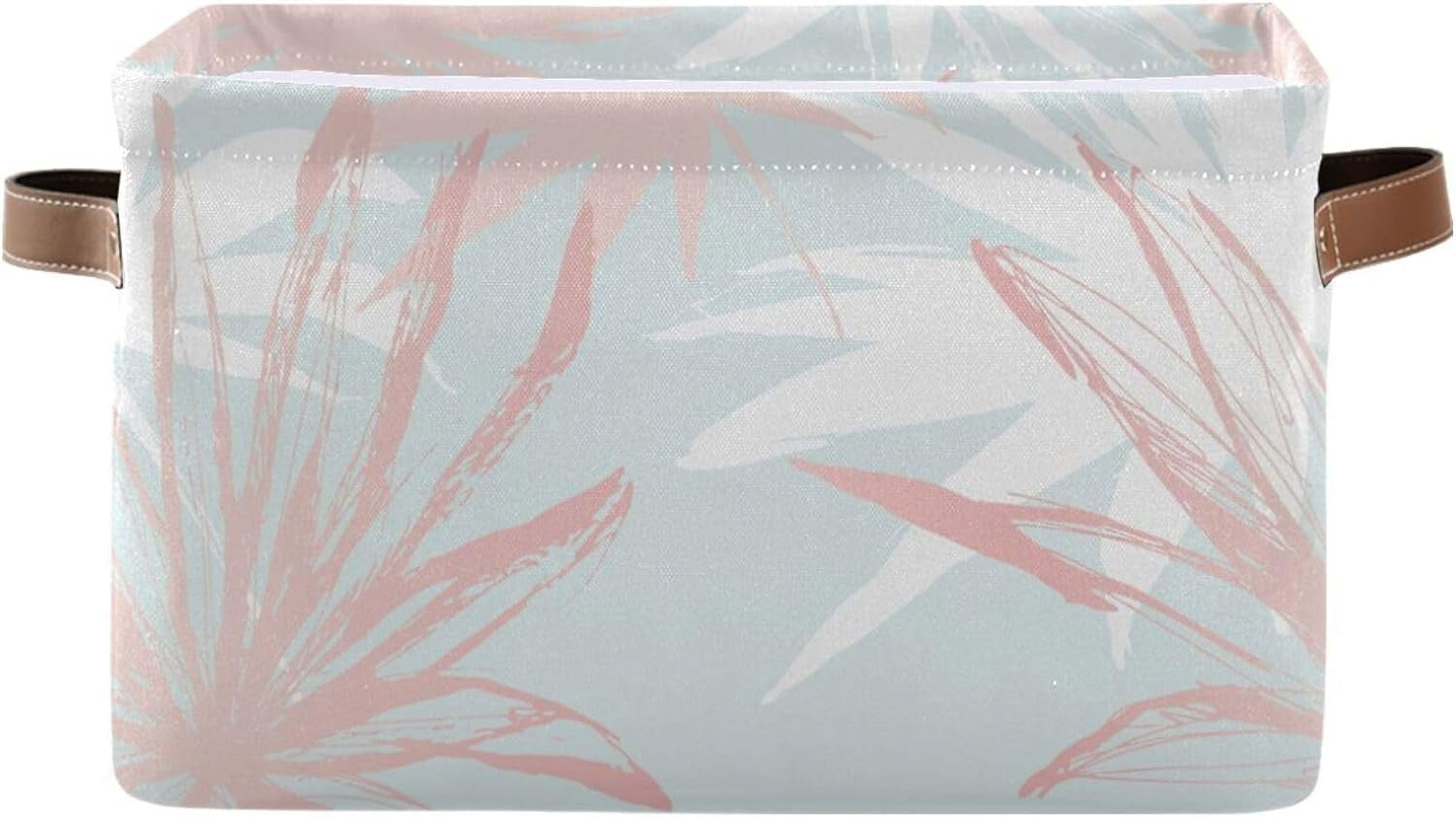 Hand Drawn Fan Palm Tree Leaves Storage Basket, Durable Canvas ...