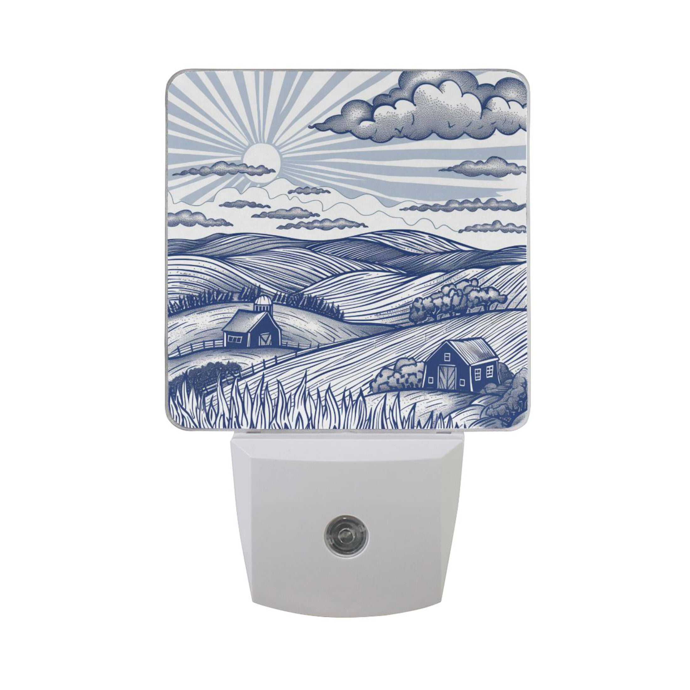 Hand Drawn Farm House Night Light 2 Pack LED Nightlight Plug into Wall ...