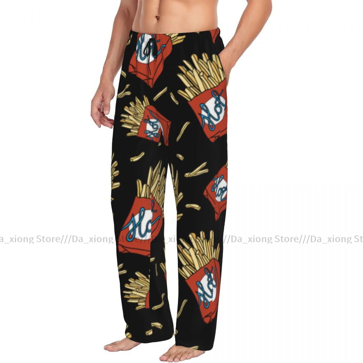 Hand Drawn Fast Food Pattern Mens Pajamas Pyjamas Pants Lounge Pants ...