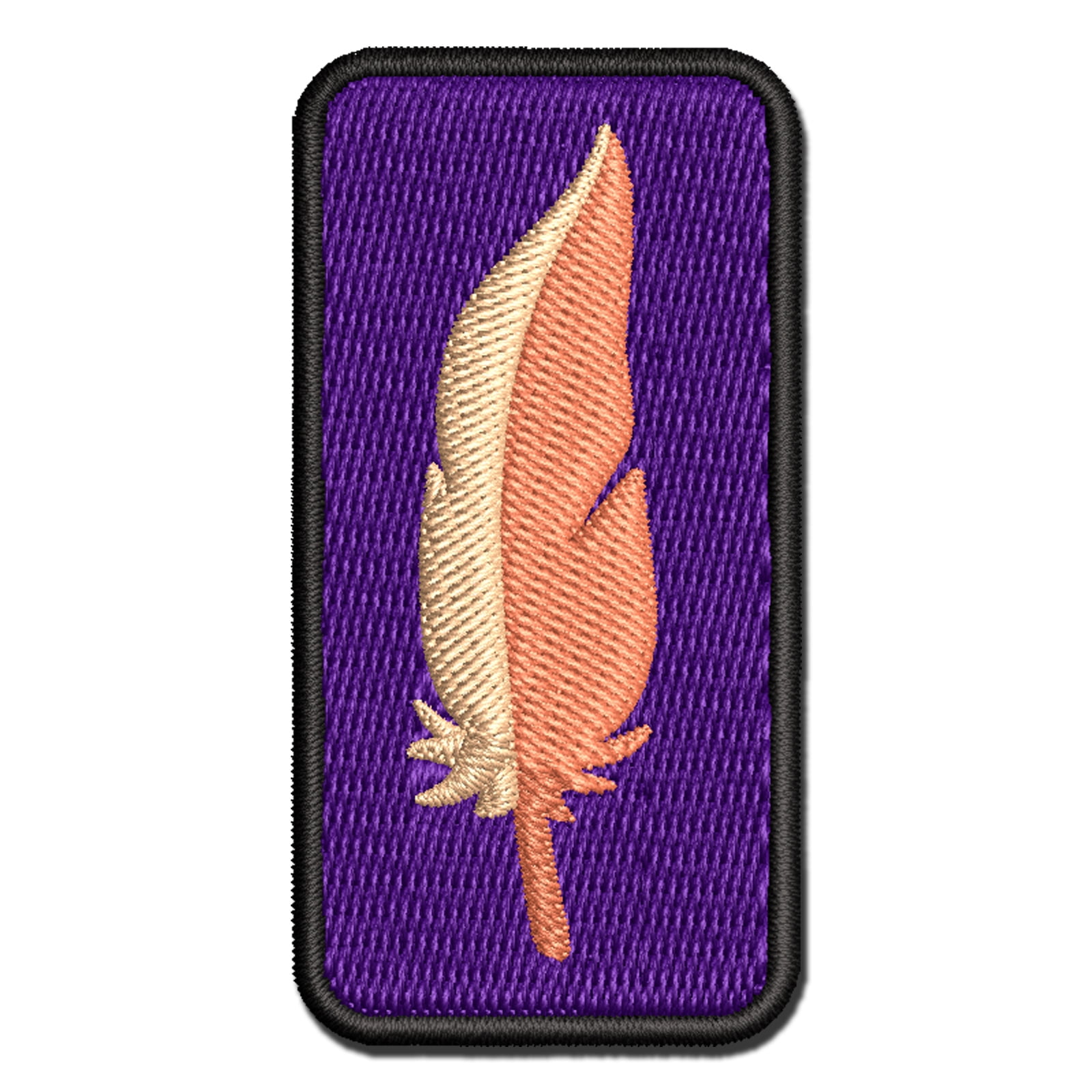 Hand Drawn Feather Doodle Applique Multi-Color Embroidered Hook & Loop ...