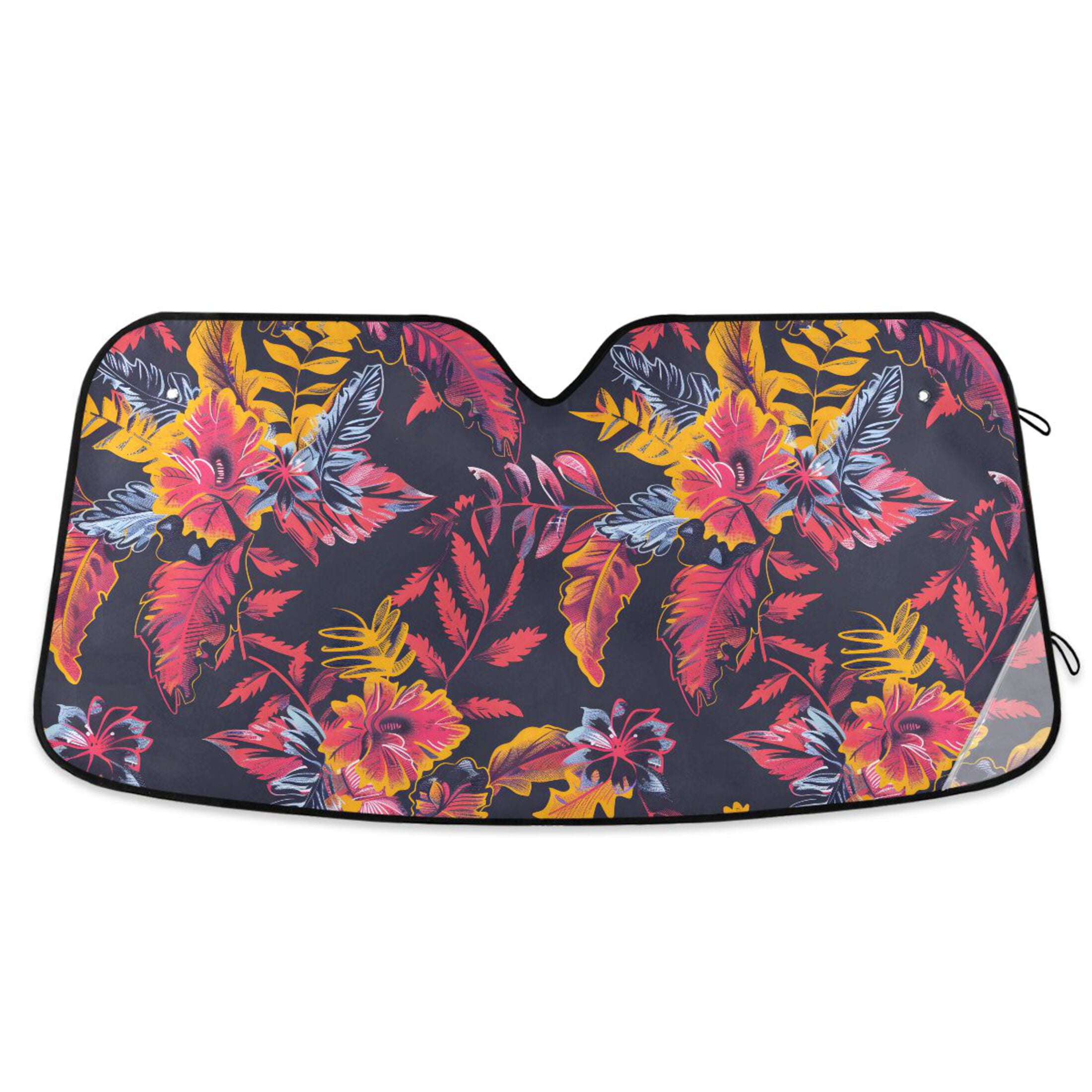 Hand Drawn Floral Plants Car Windshield Sun Shade Foldable Car Front ...