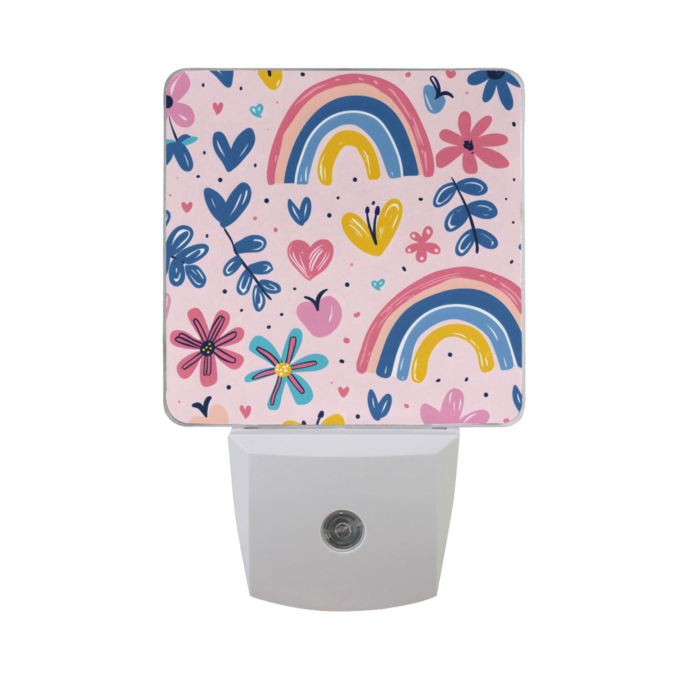 Hand Drawn Flower Rainbow Heart Night Light 2 Pack LED Nightlight Plug ...