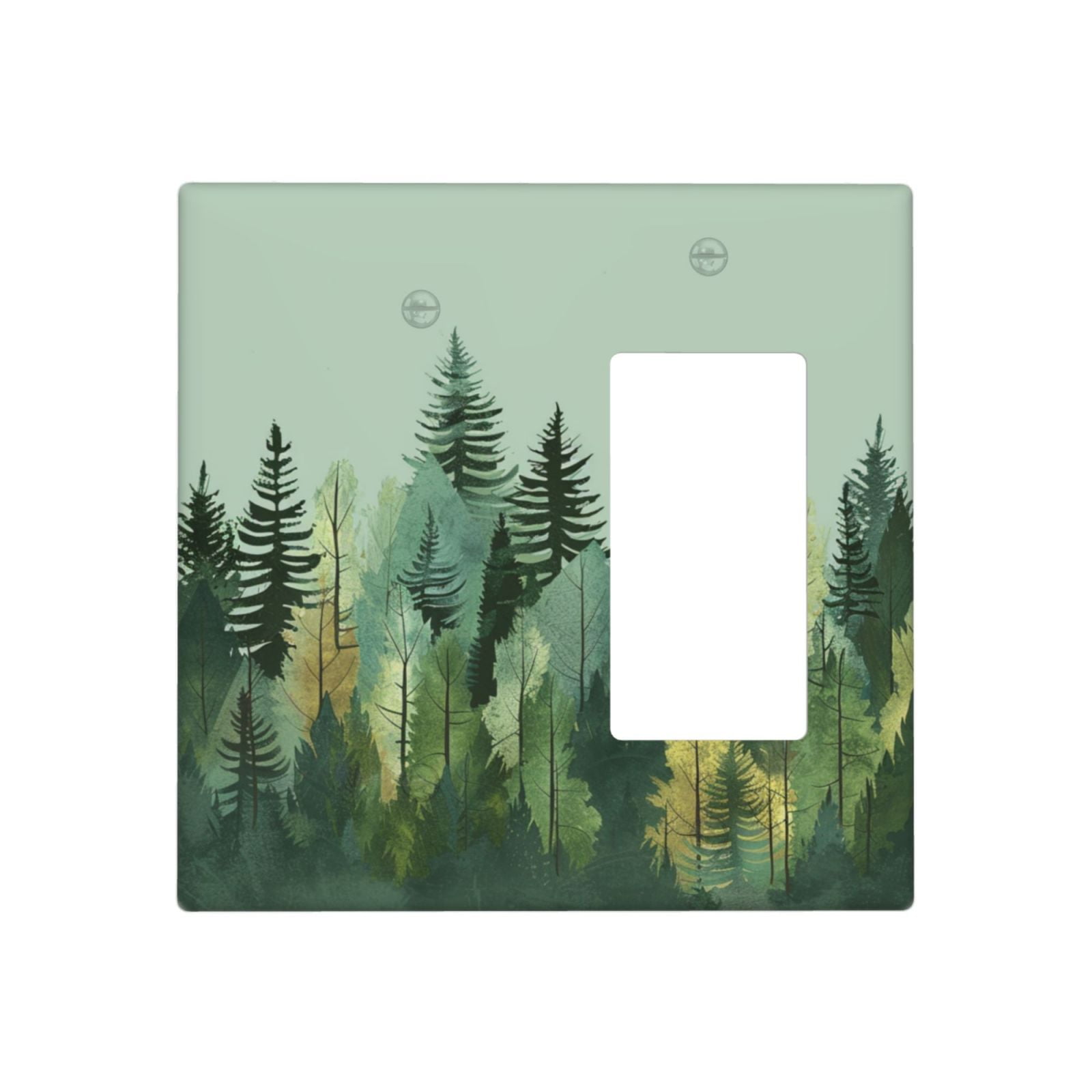 Hand Drawn Forest Switch Cover Decorative Wall Plate / 2-Gang 1-Decor ...
