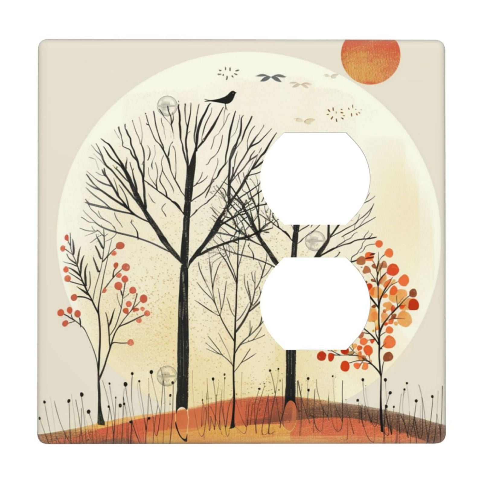 Hand Drawn Forest Switch Cover Decorative Wall Plate / 2-Gang 1-Duplex ...
