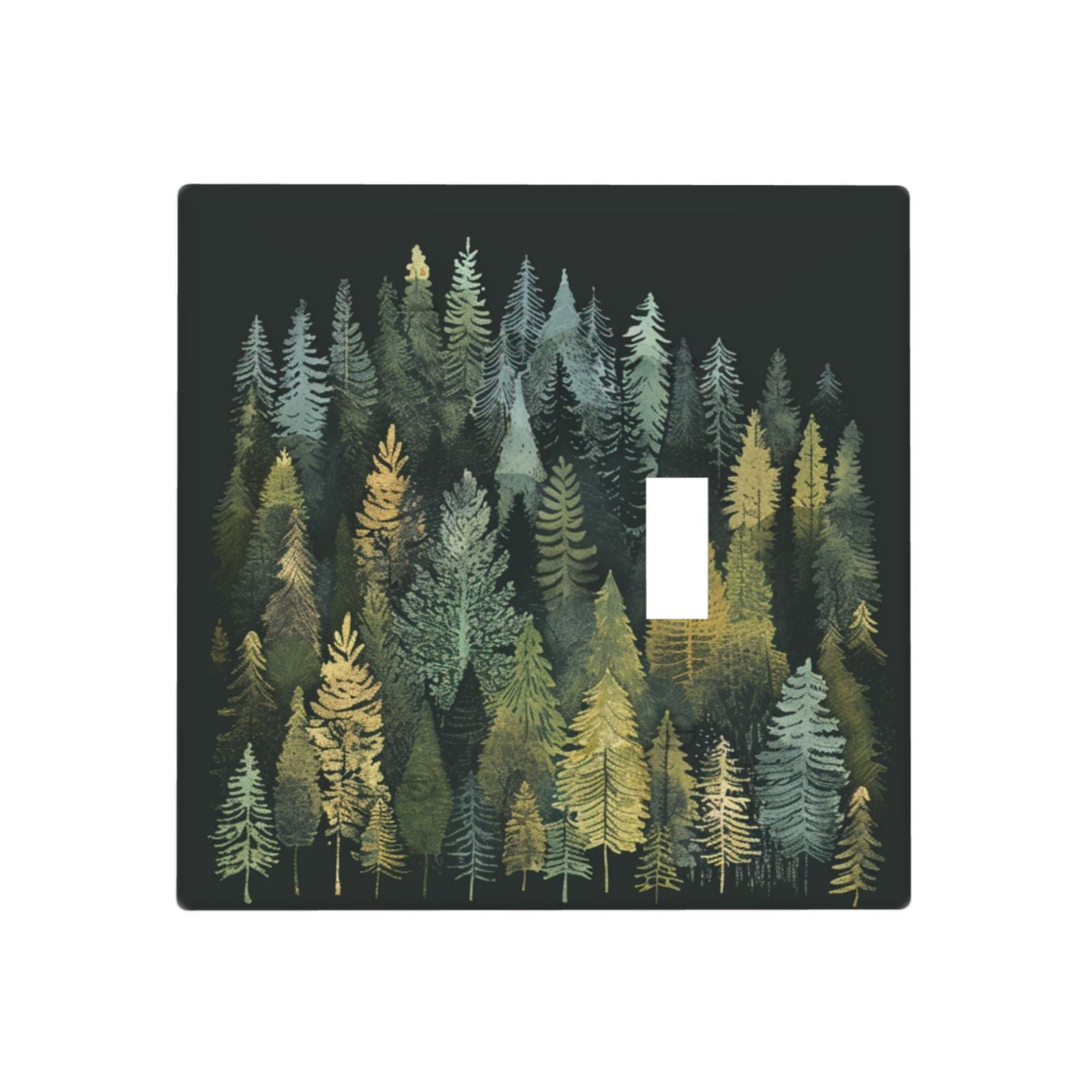 Hand Drawn Forest Switch Cover Decorative Wall Plate / 2-Gang 1-Toggle ...