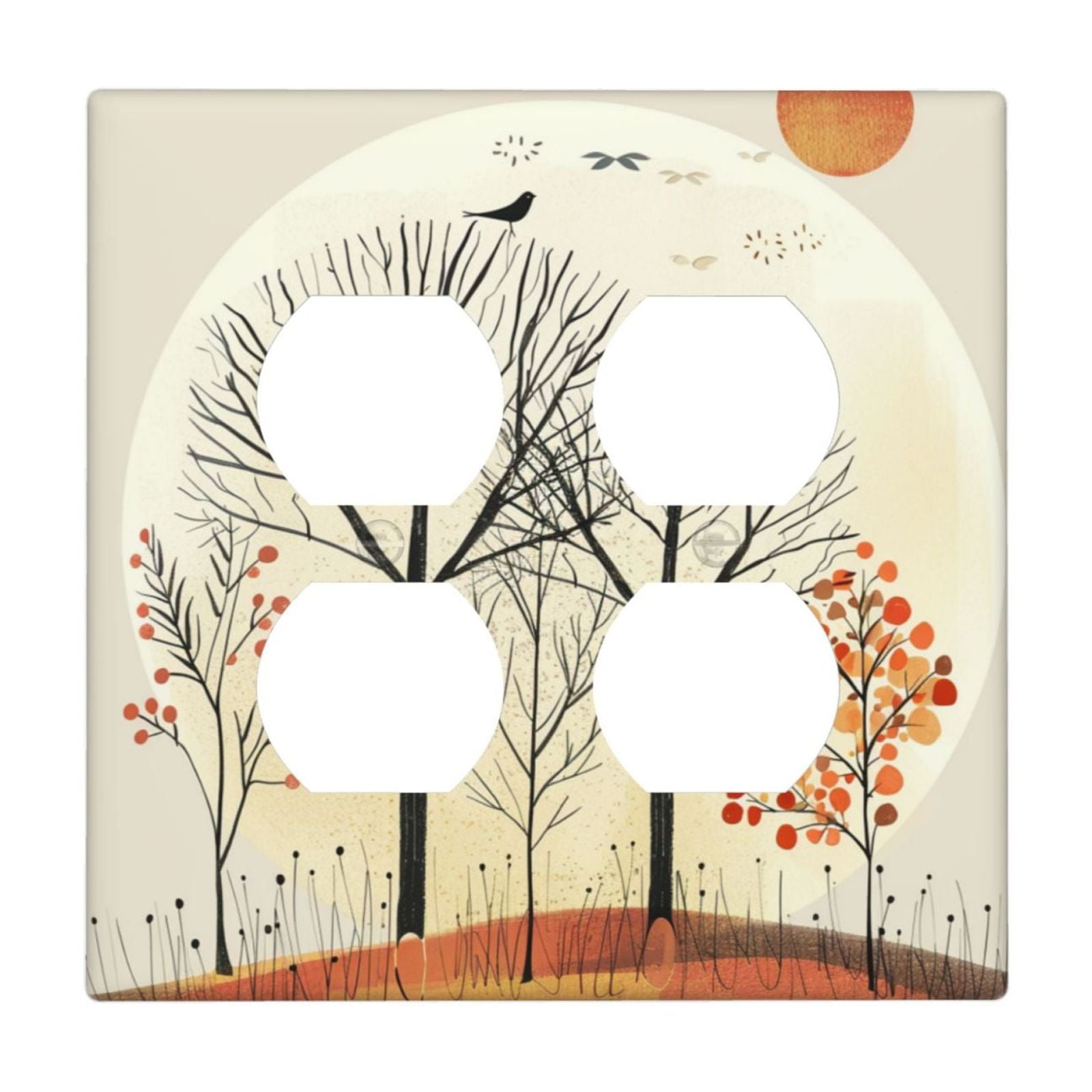 Hand Drawn Forest Switch Cover Decorative Wall Plate / 2-Gang 2-Duplex ...