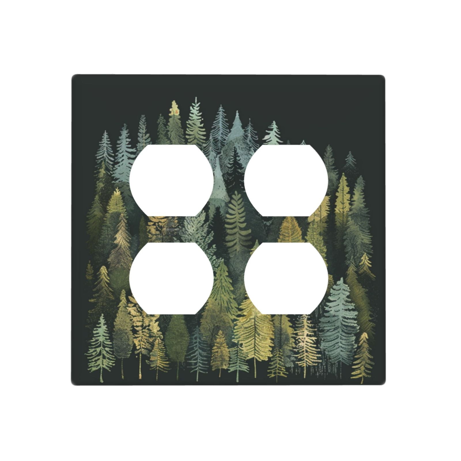 Hand Drawn Forest Switch Cover Decorative Wall Plate / 2-Gang 2-Duplex ...
