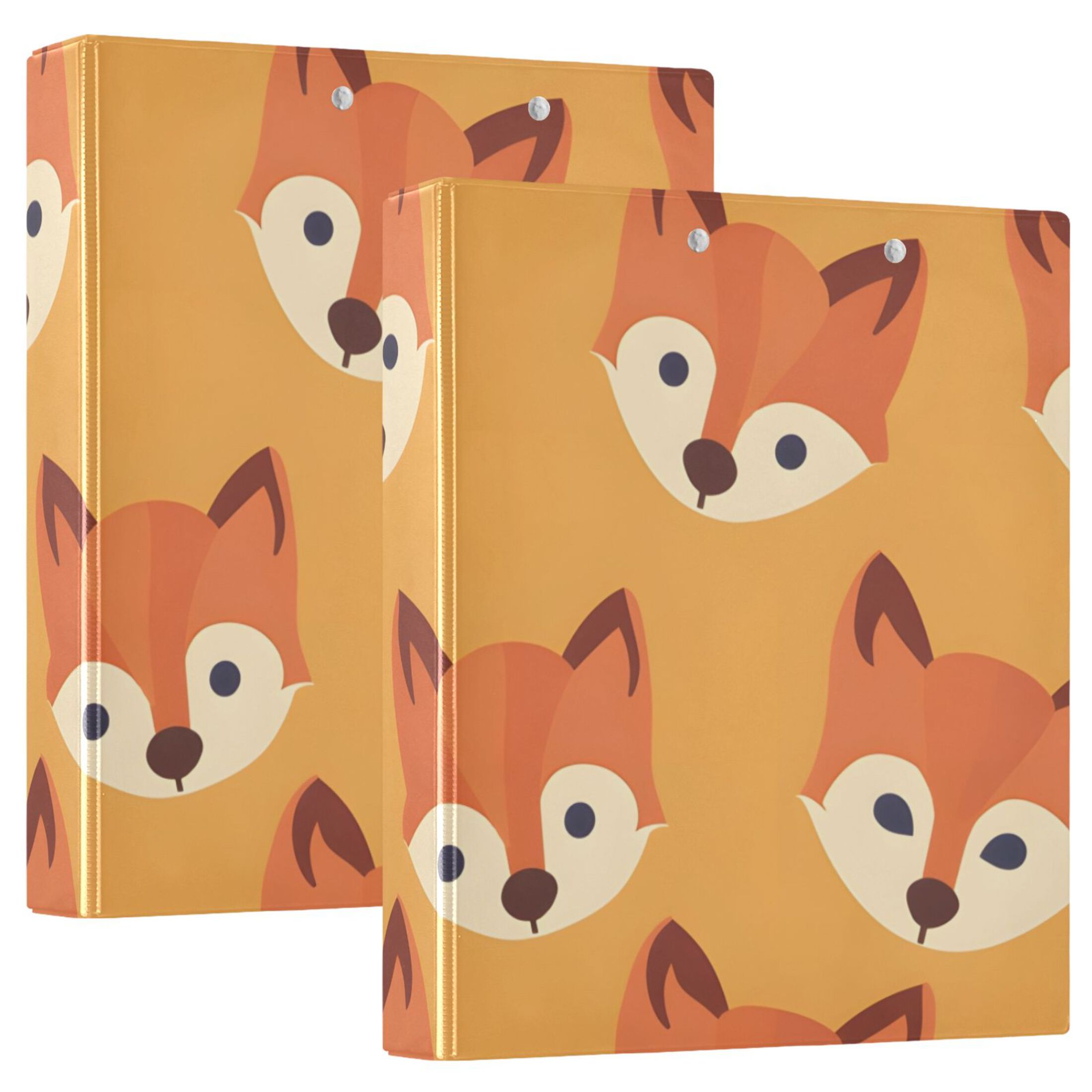 Hand Drawn Fox Face 3 Ring Hardcover Binders 1.5" Round Rings for ...