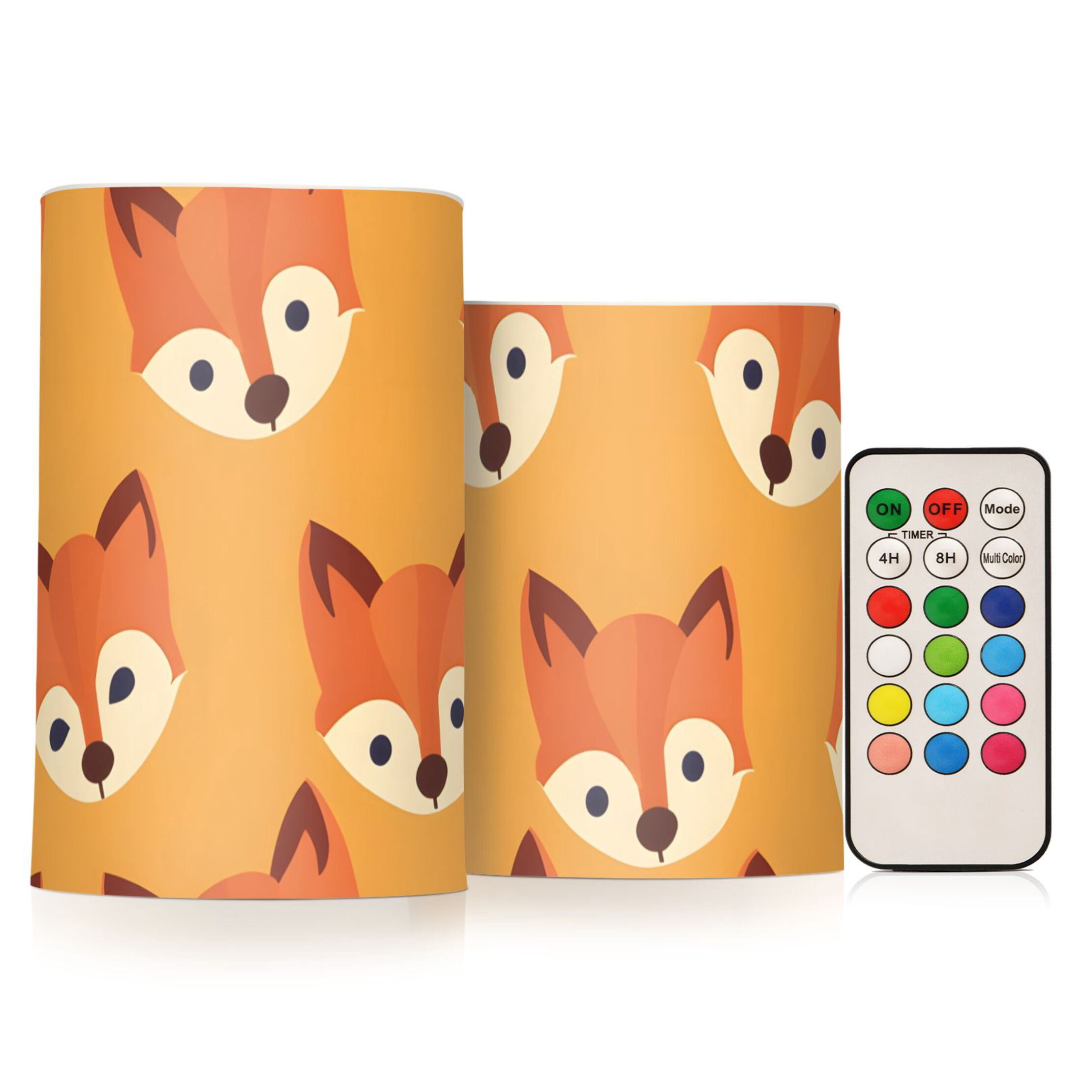 Hand Drawn Fox Face Flameless Candles with Remote Timer LED Battery ...