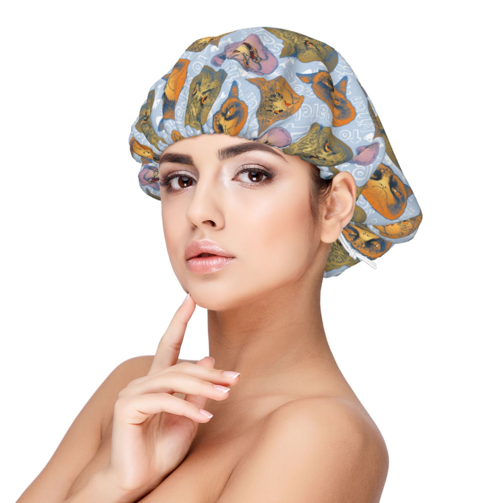 Hand Drawn Funny Cat Face Silk Bonnet for Sleeping Women Men ...