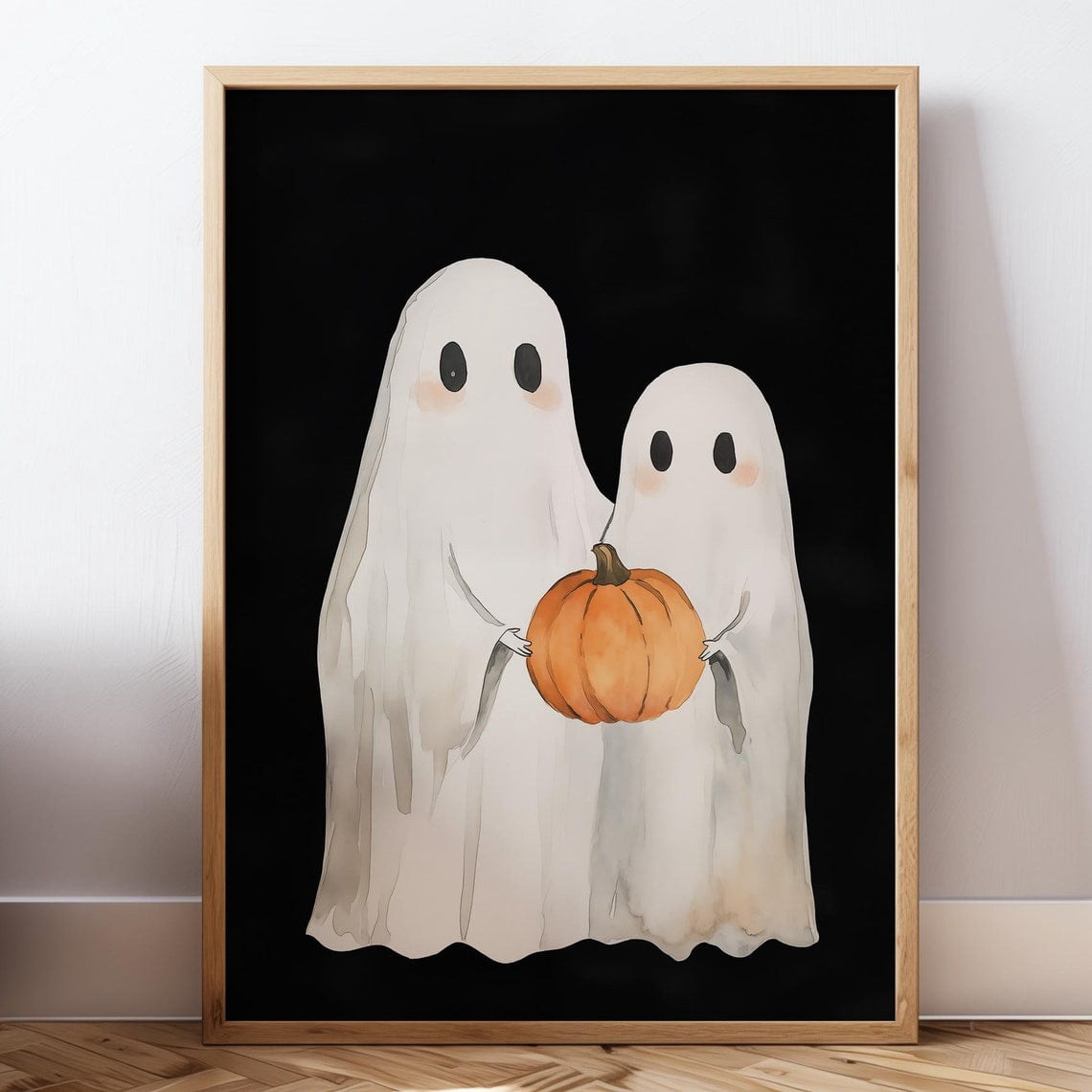 Hand Drawn Ghosts Painting Watercolor Painting Pumpkin Poster Ghost ...