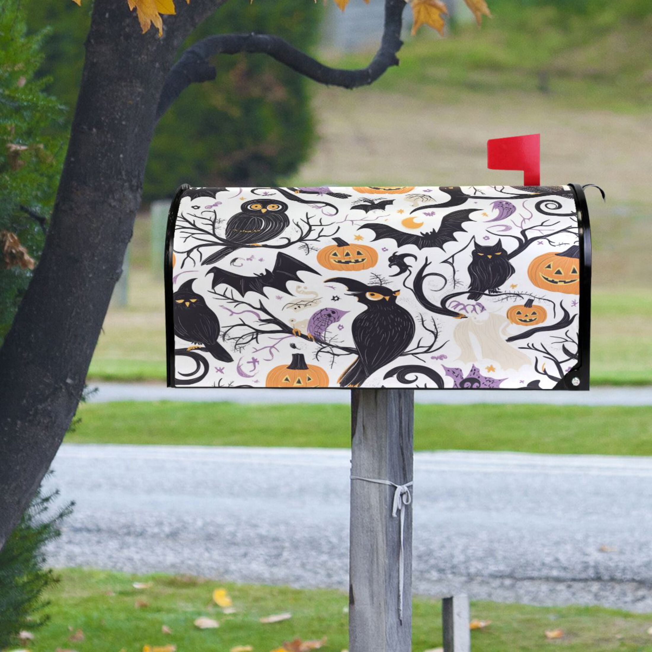 Hand Drawn Halloween Magnetic PVC Mailbox Cover, 20.7" x 18" Standard ...