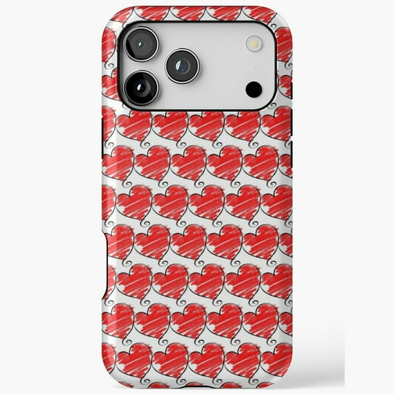 Hand Drawn Hearts Pattern Design iPhone Case 11 to 17 Pro Max - Walmart.com