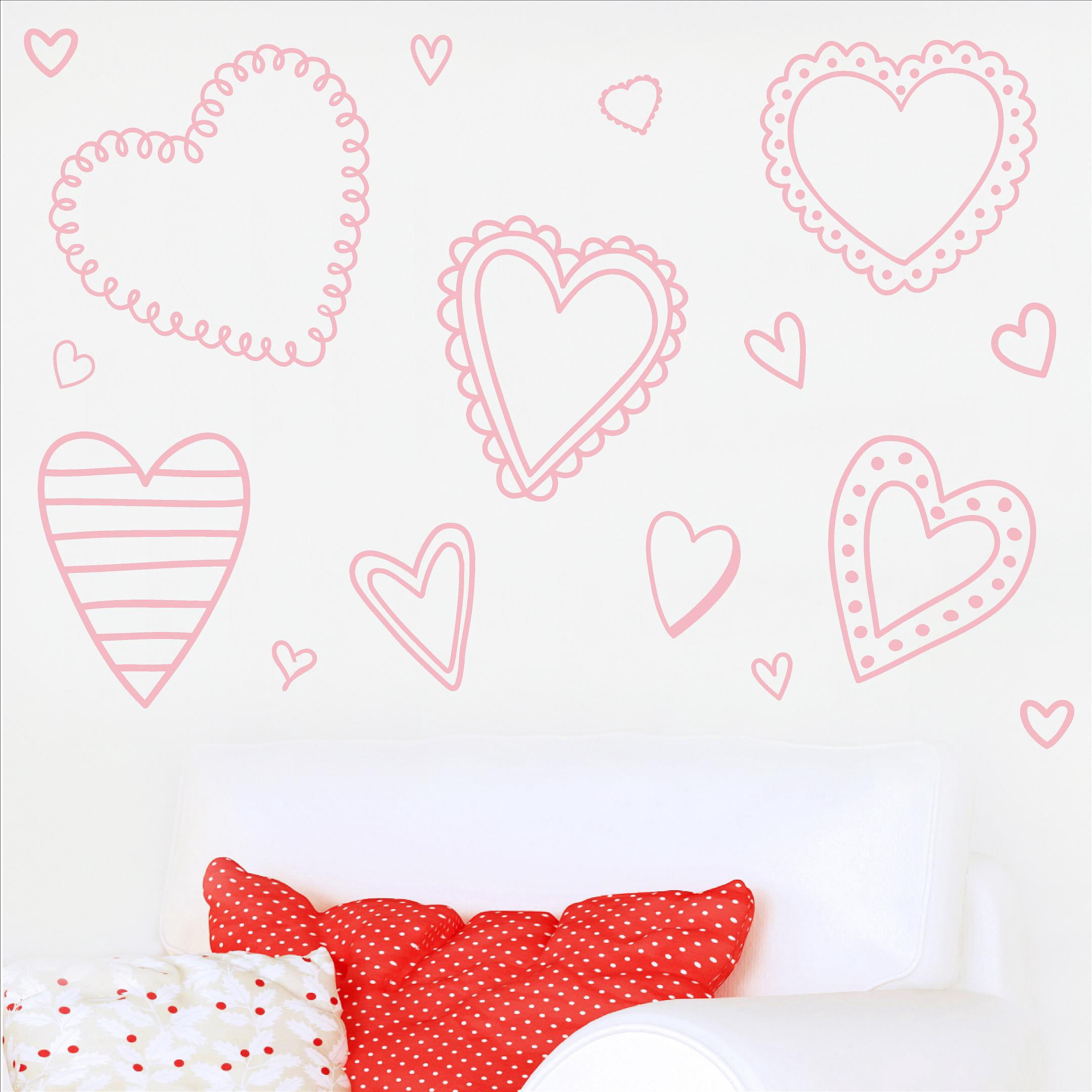 Hand Drawn Hearts Valentine’s Day Decals and Decor Vinyl Lettering ...