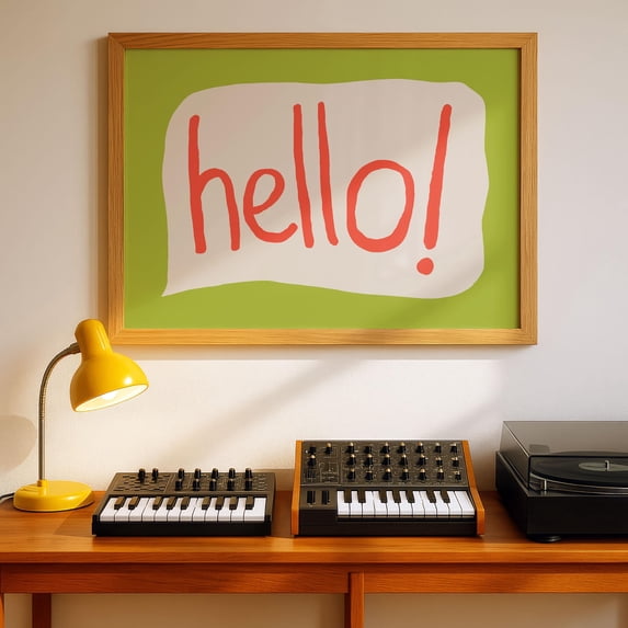 Hand Drawn Hello Poster Retro Typography Red Orange Green Blue Poster ...