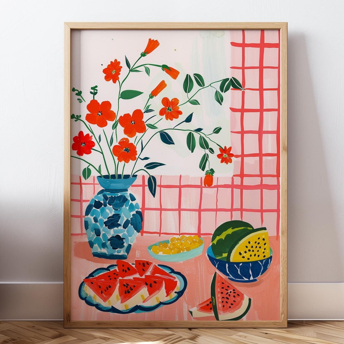 Hand Drawn Kitchen Painting Food Wall Decor Dining Room Wall Art Trendy ...