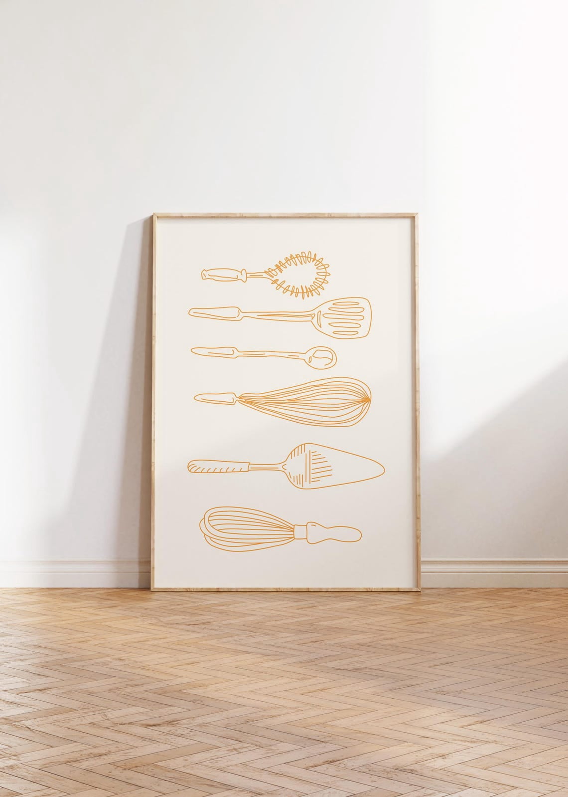 Hand Drawn Kitchen Utensils Trendy Kitchen Wall Art, Unframed Paper ...