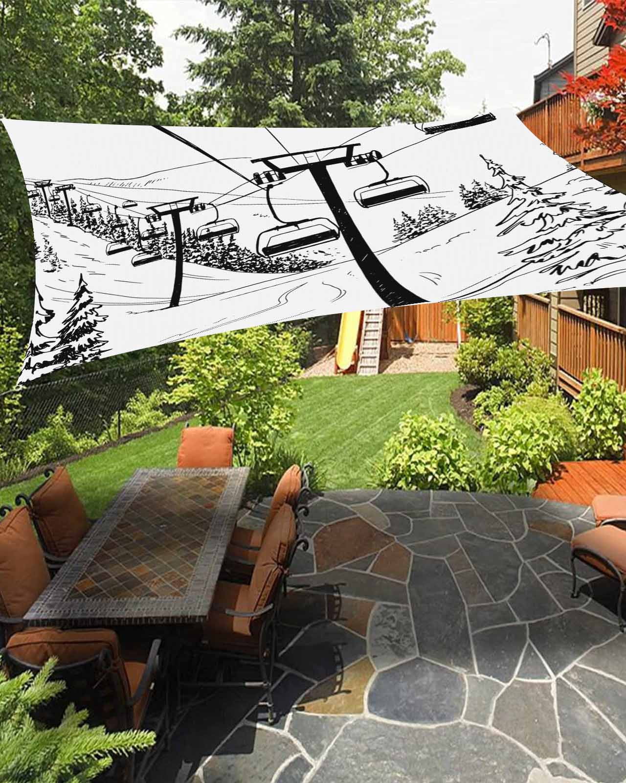 Hand Drawn Landscape Sun Shade Sail 14'X18' Cable Cars Mountain Forest ...