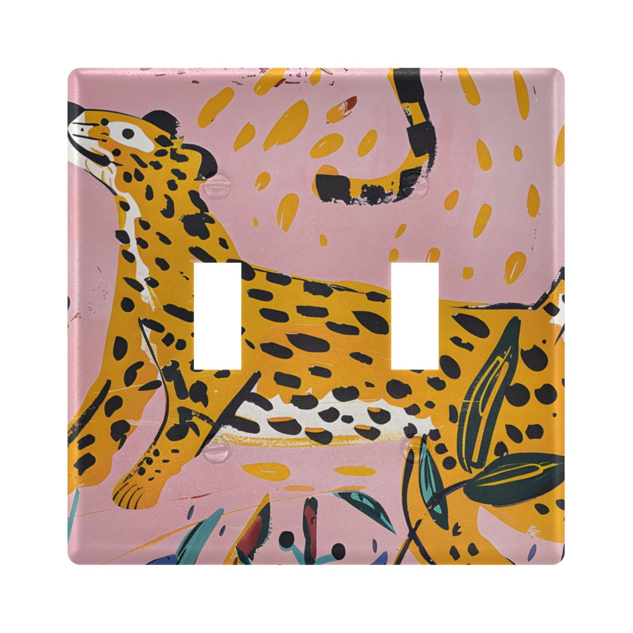Hand Drawn Leopard Light Switch Plate Covers 2 Gang Wall Plate Plastics ...