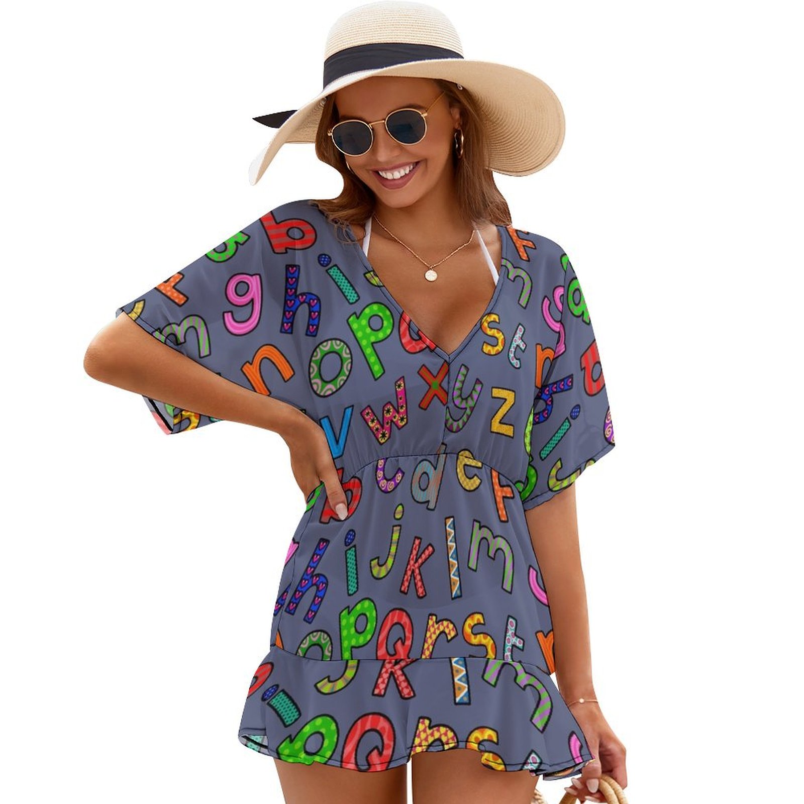 Hand Drawn Letters of the Alphabet Cover Ups dress for women summer ...