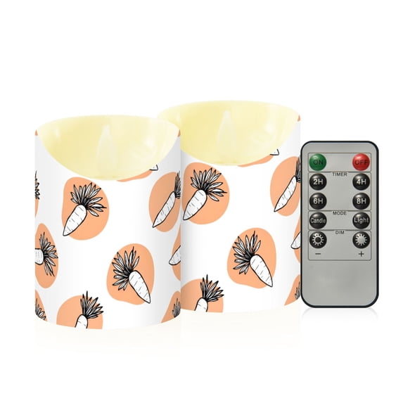 Hand Drawn Line Radish Pattern Flameless Candles 2 PCS with Remote ...