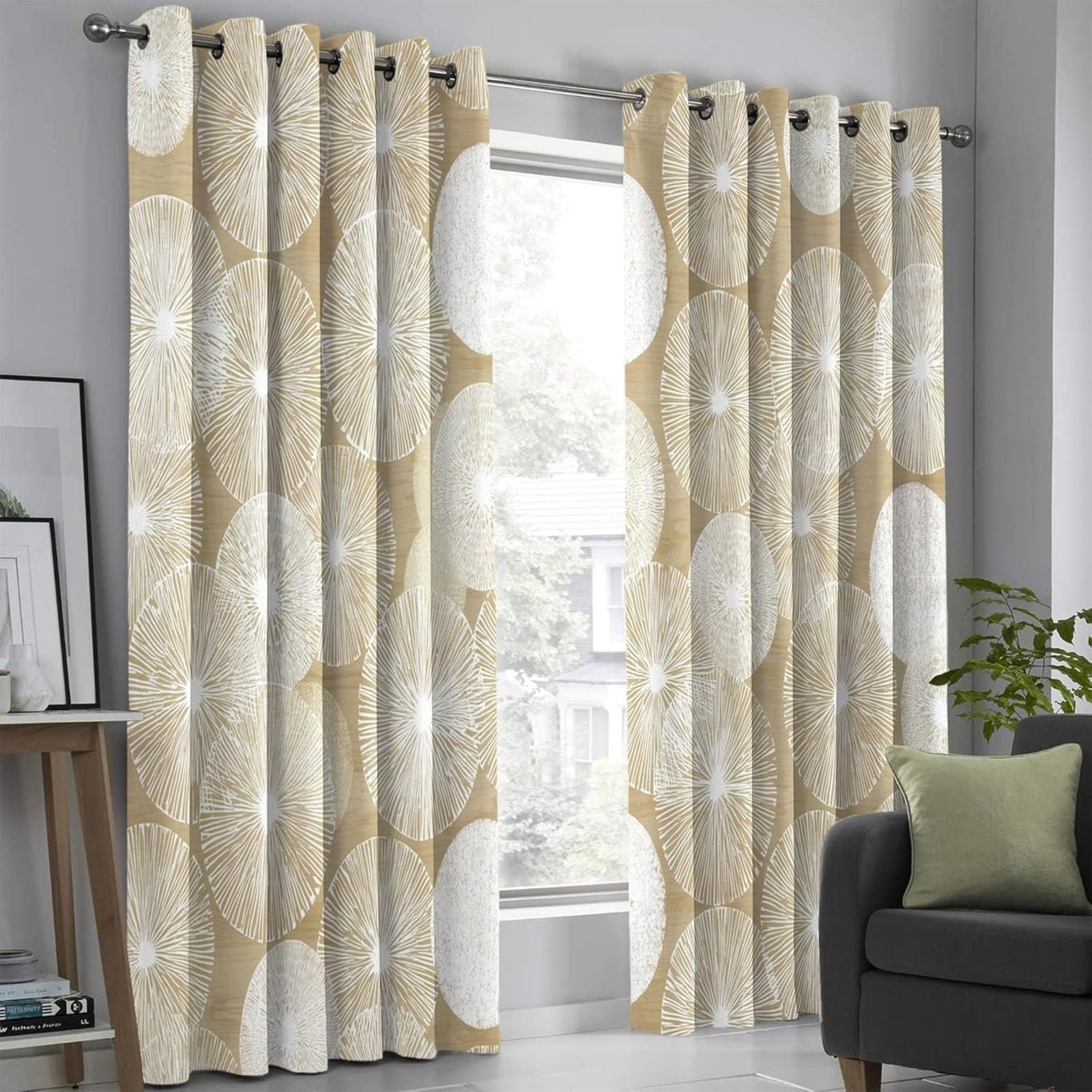 Hand-Drawn Lines Polka Dots Curtains For Living Room Retro Geometric ...