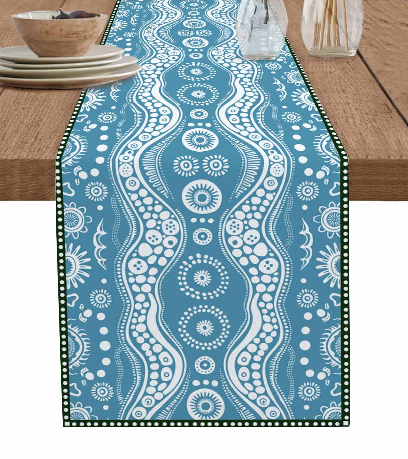 Hand Drawn Lines Polka Dots Graffiti Abstract Table Runner ration Home ...