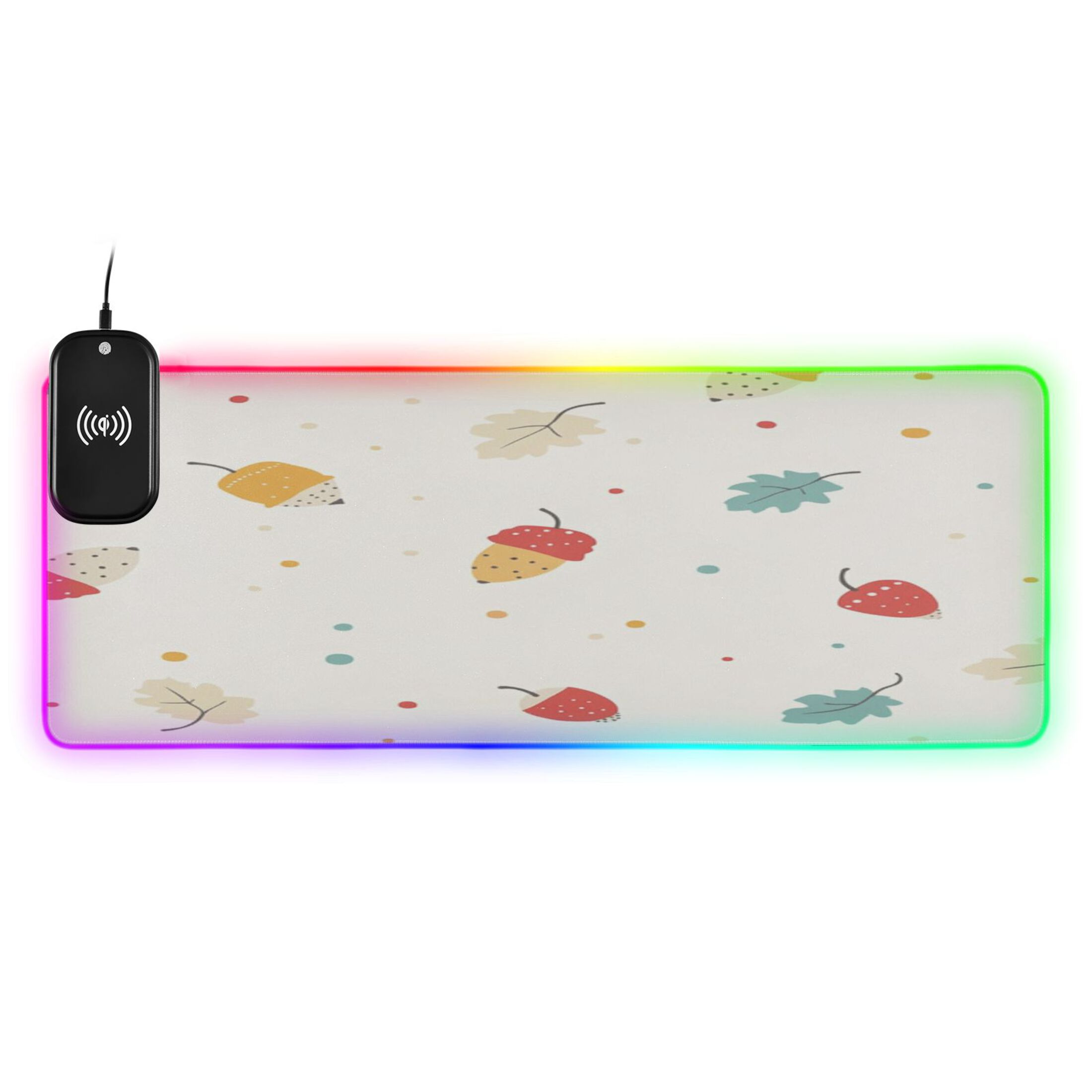 Hand Drawn Nuts Large RGB Gaming Mouse Pad with Fast Wireless Charging ...