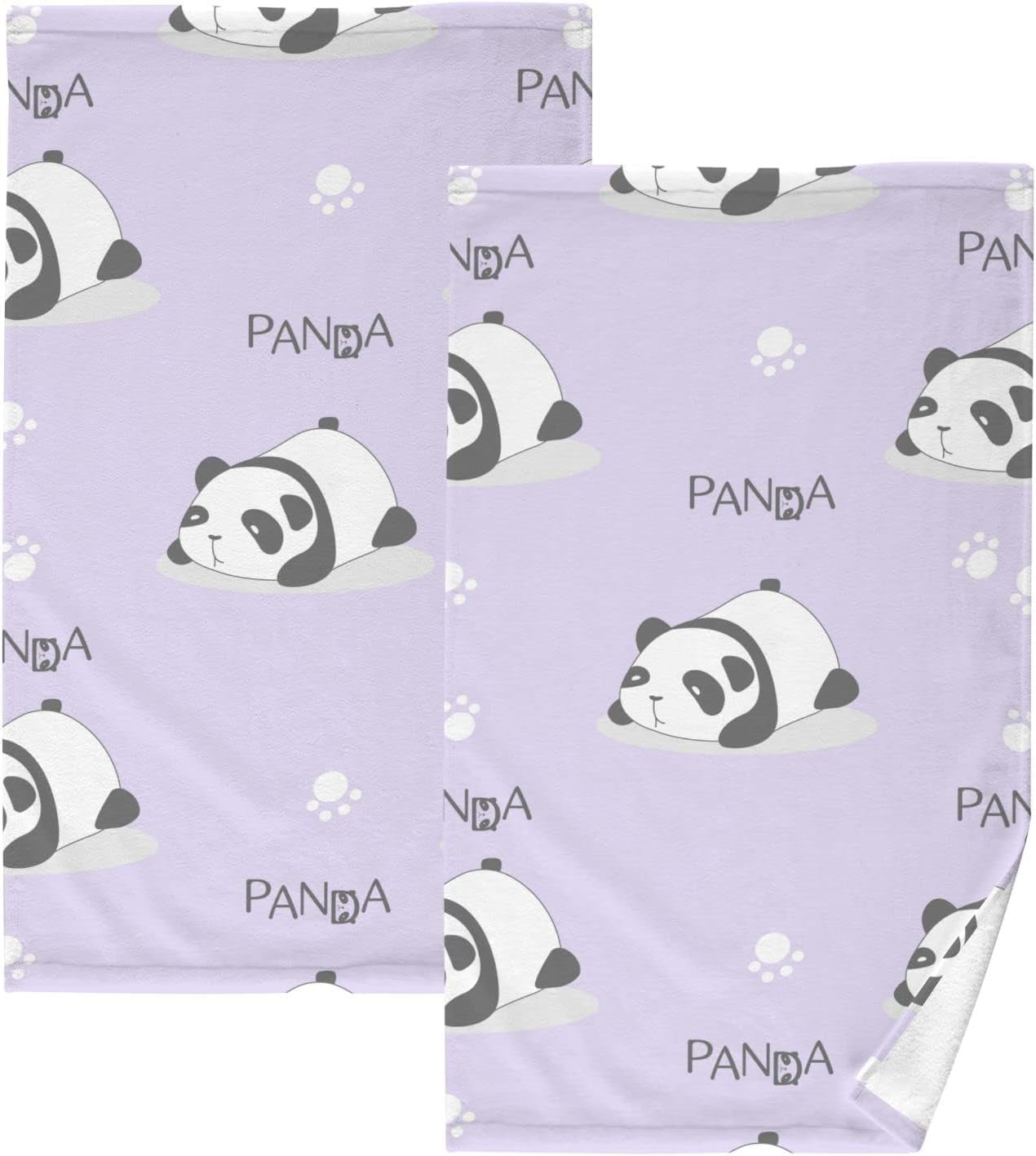 Hand-Drawn Pandas Pattern Towels Set of 2, Super Soft Absorbent Hand ...