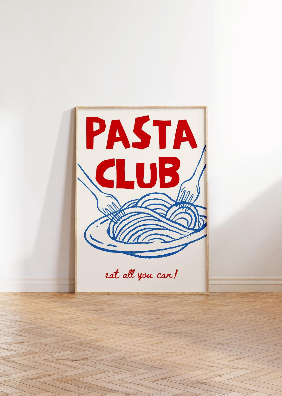 Hand Drawn Pasta Club Illustration Maximalist Kitchen Wall Art ...