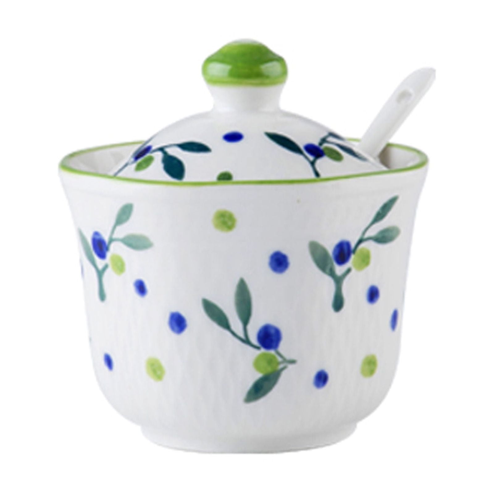 Hand Drawn Pattern Sugar Bowl With Lid, Ceramic Teacup Shape Sugar Pot ...