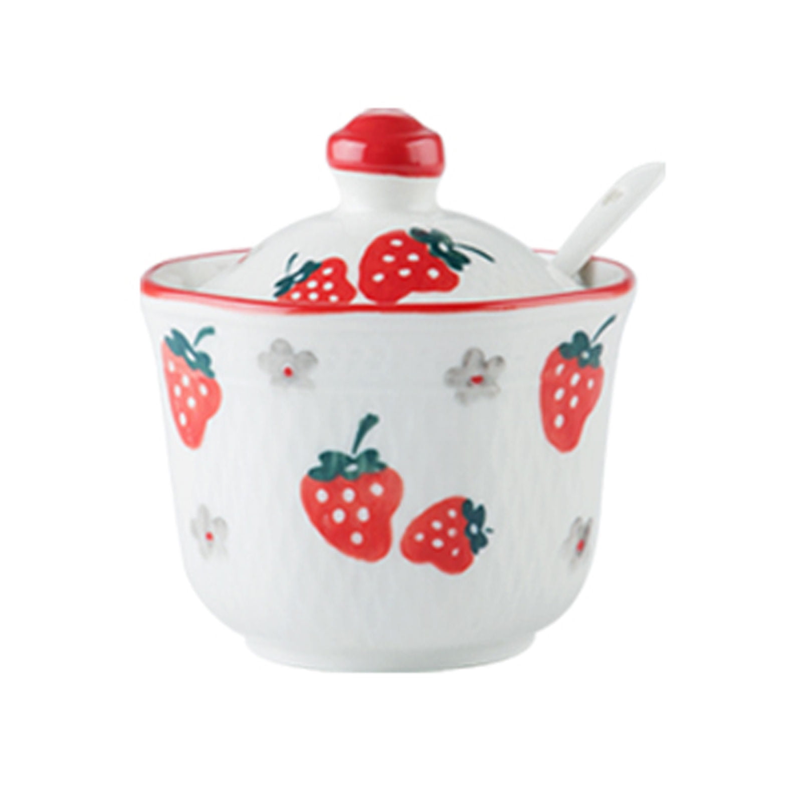 Hand Drawn Pattern Sugar Bowl With Lid, Ceramic Teacup Shape Sugar Pot ...