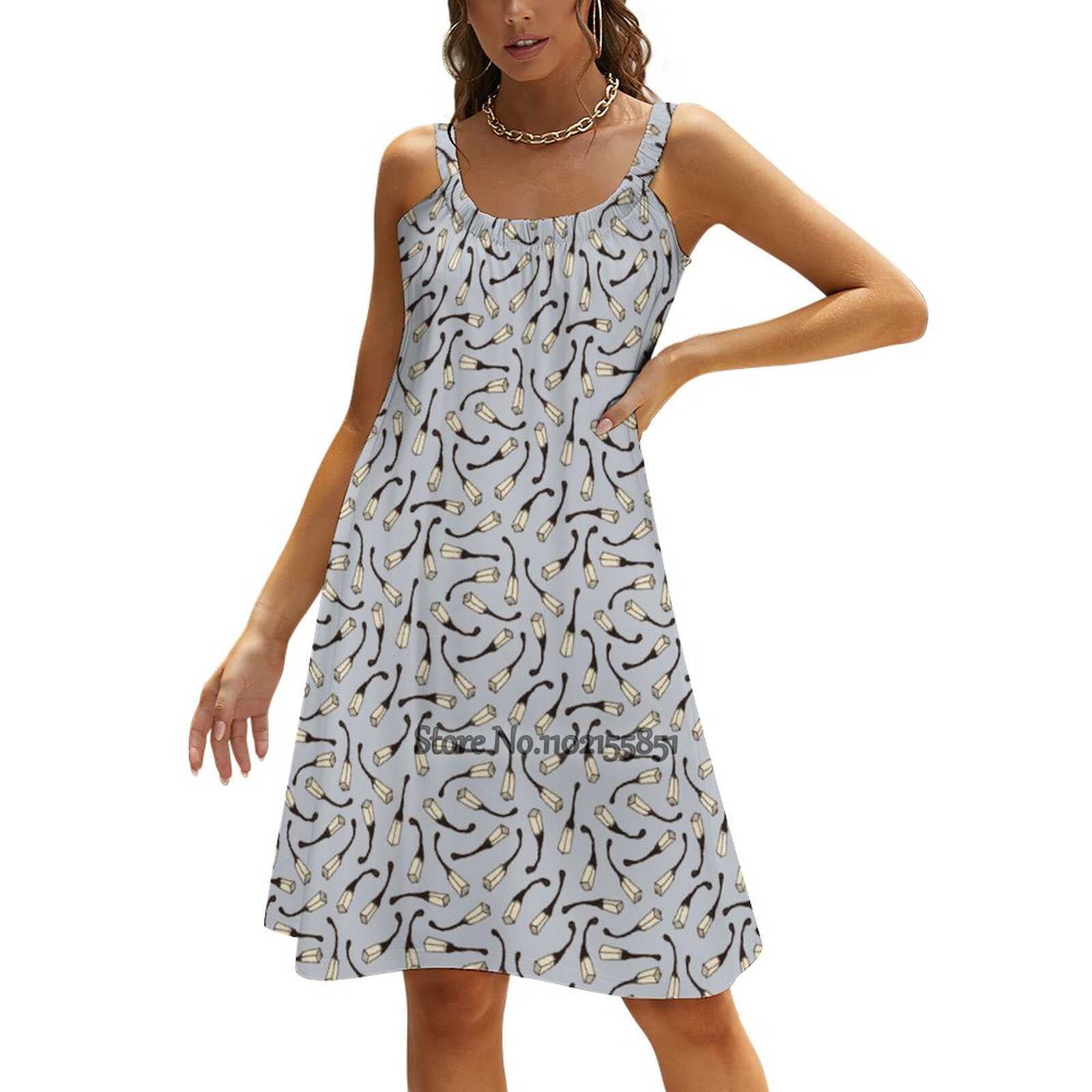 Hand Drawn Pattern With Burnt Matches Back Lacing Backless Dress Square ...
