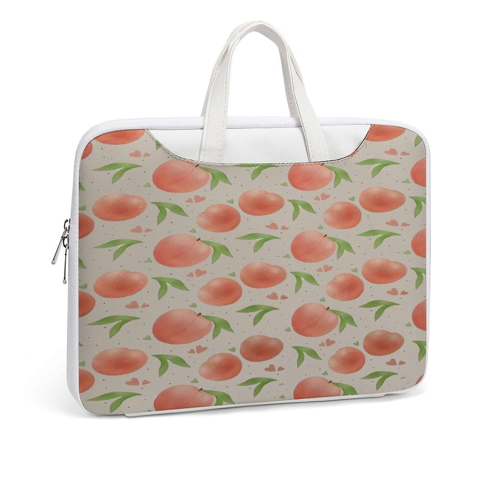 Hand Drawn Peach Pattern PU Leather Laptop Bag Women Man Office ...