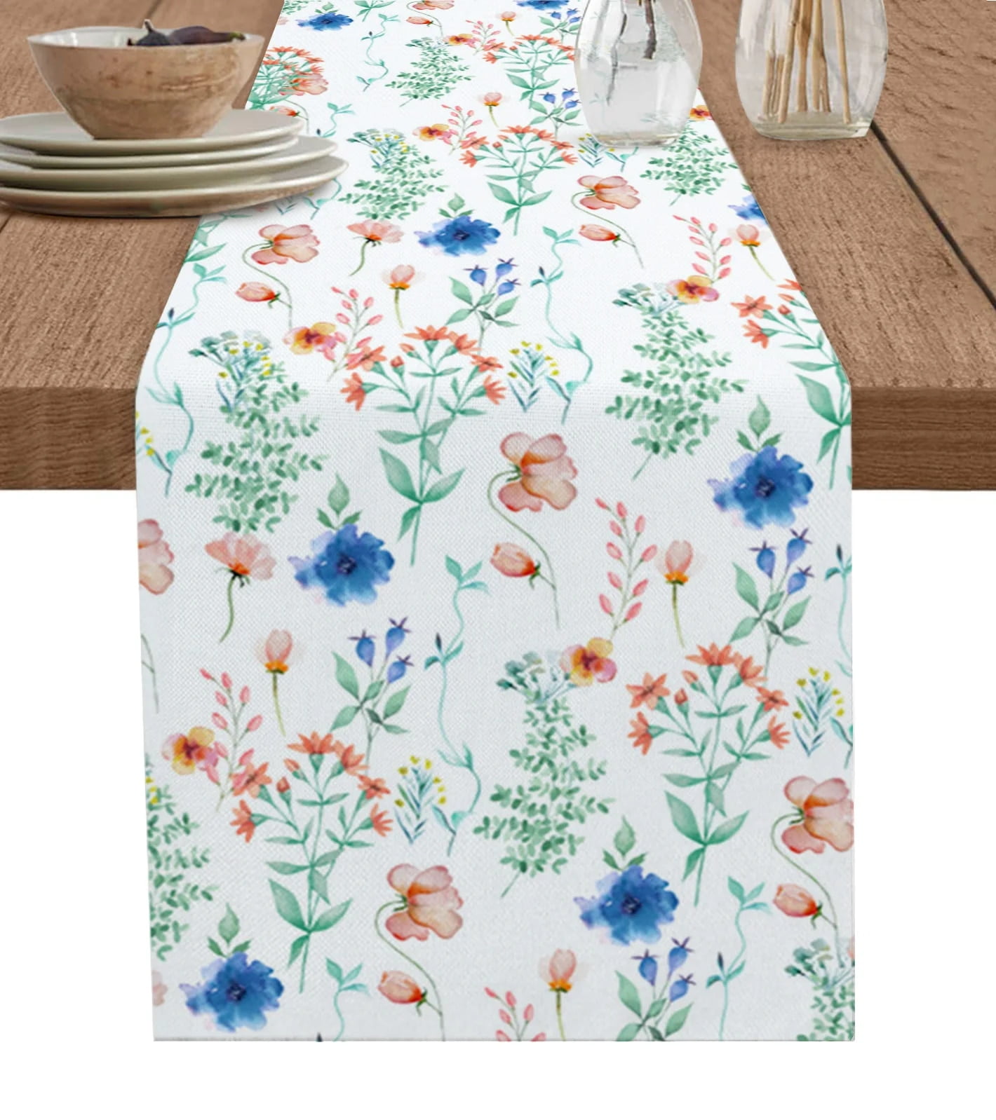 Hand Drawn Plants Flowers Table Runner Luxury Wedding r Table Runner ...