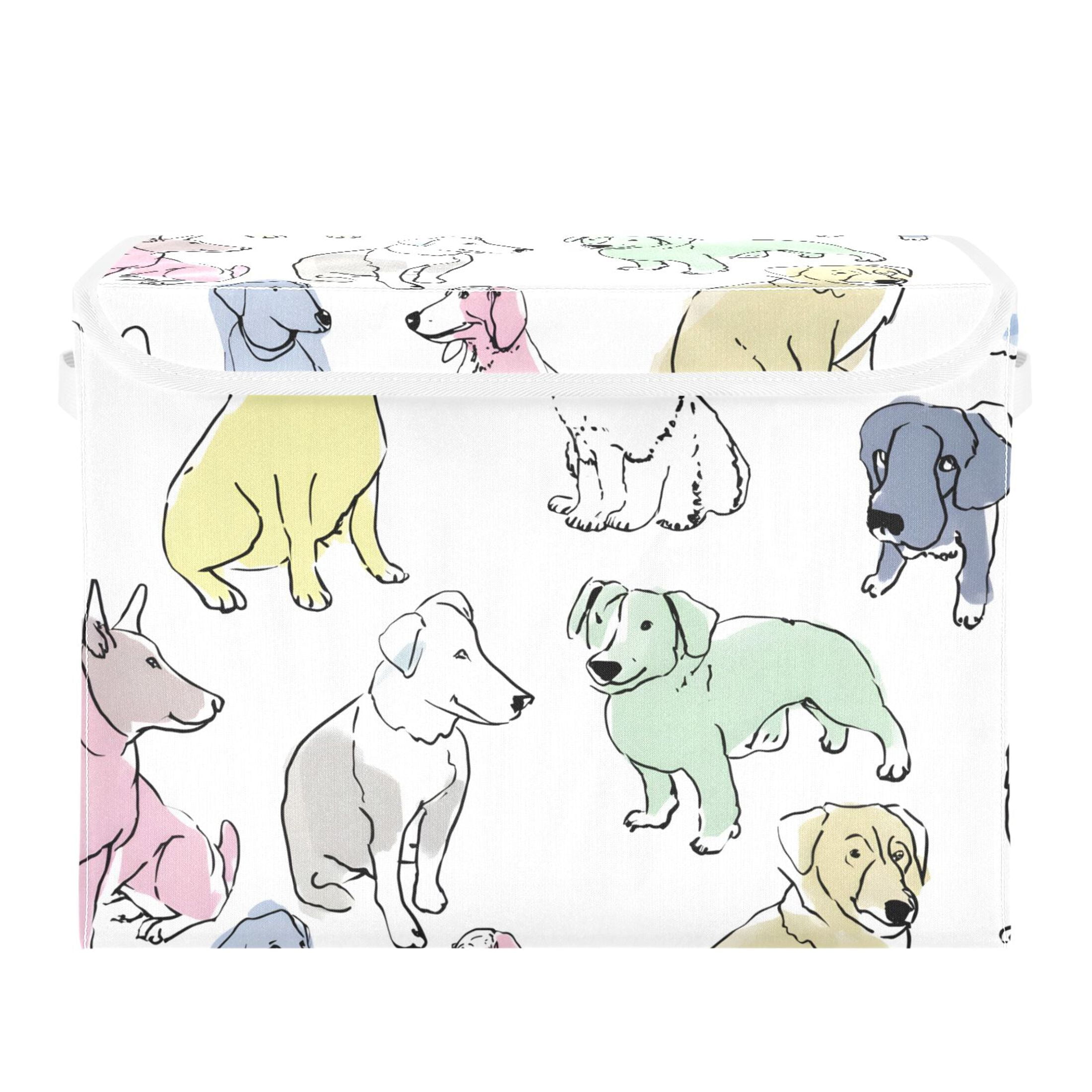Hand Drawn Puppies Dogs Cute Foldable Storage Bin with Lid and Handle ...