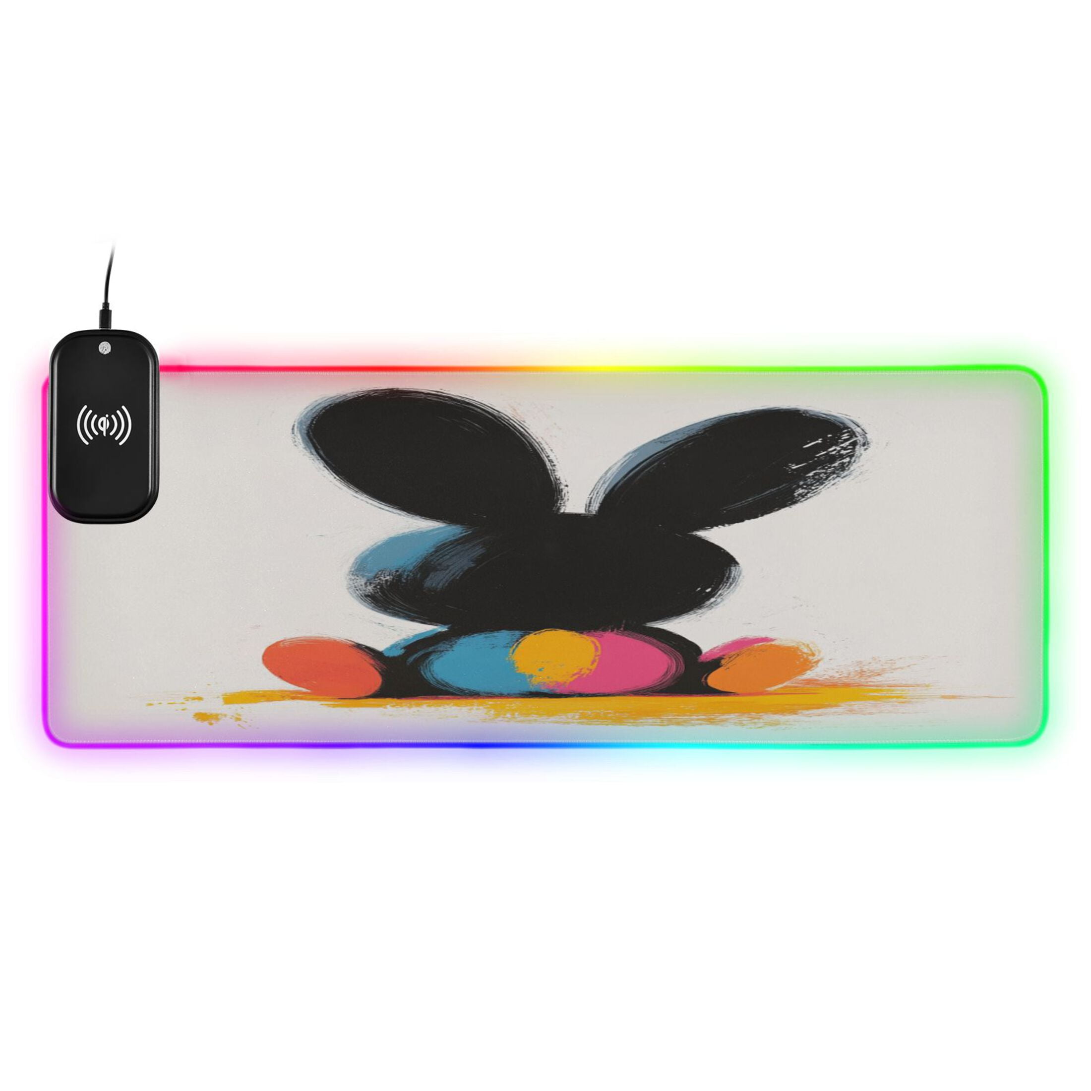 Hand Drawn Rabbit Large RGB Gaming Mouse Pad with Fast Wireless ...