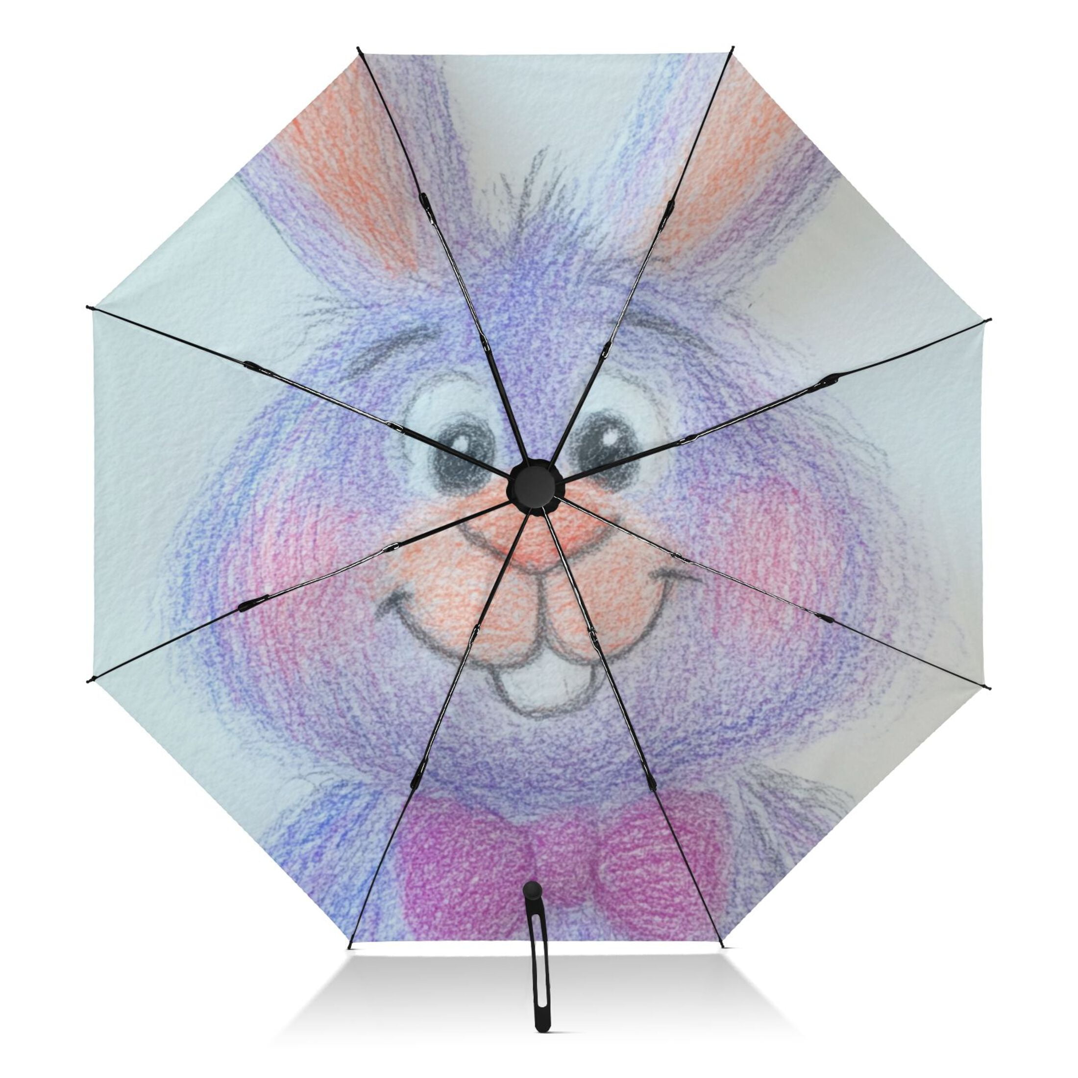 Hand Drawn Rabbit Pattern Extra Large Automatic Umbrella, UV Protection ...