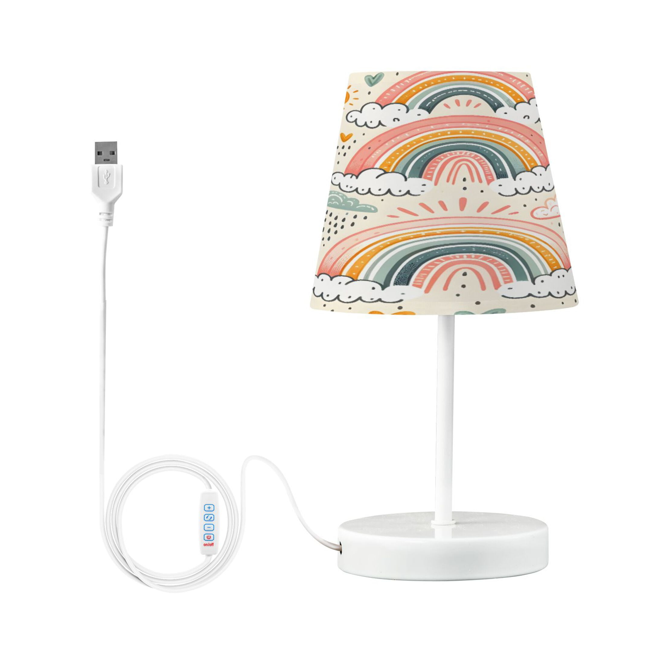 Hand Drawn Rainbow Rain Cloud Desk Lamp LED Table Nightstand Lamps with ...