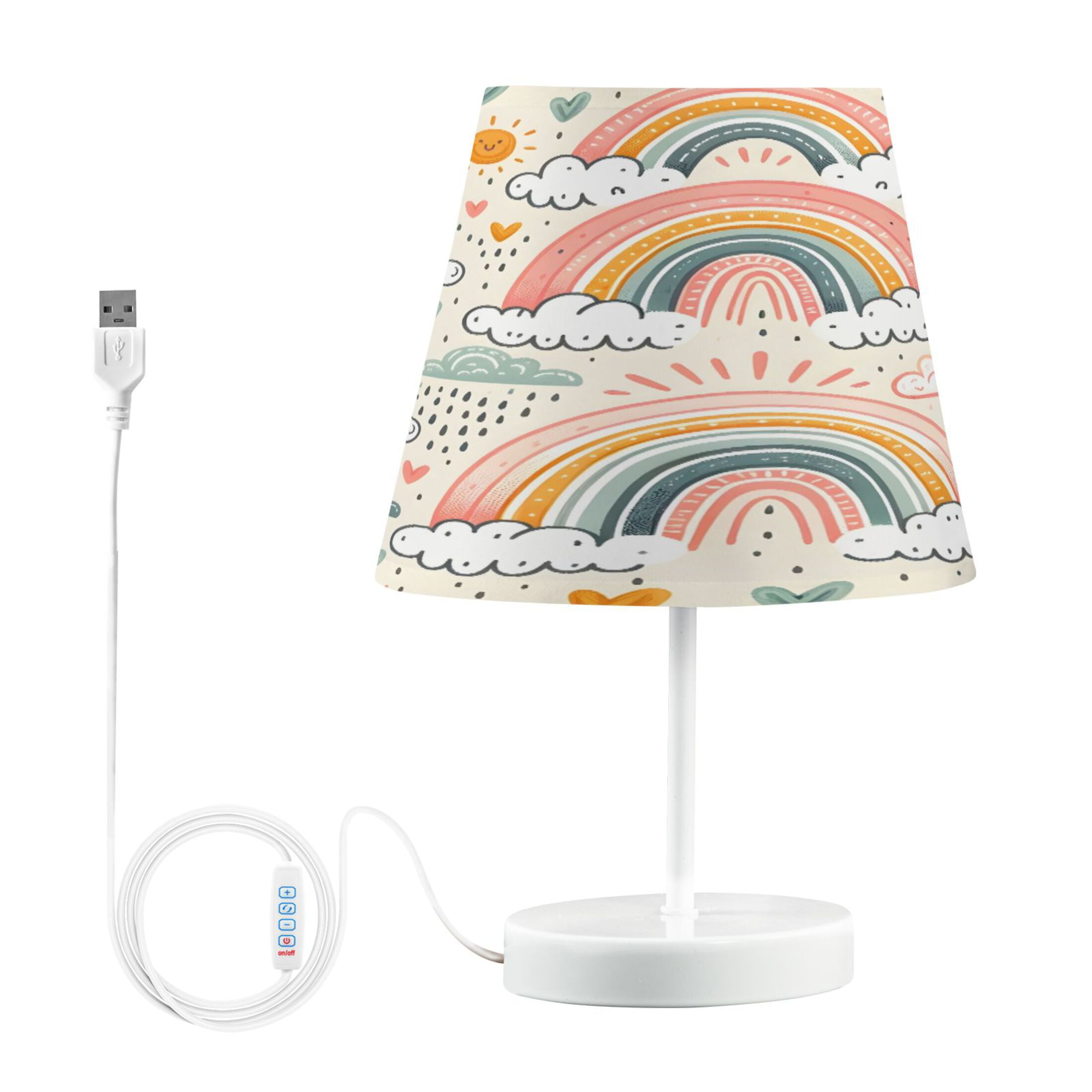 Hand Drawn Rainbow Rain Cloud Desk Lamp LED Table Nightstand Lamps with ...