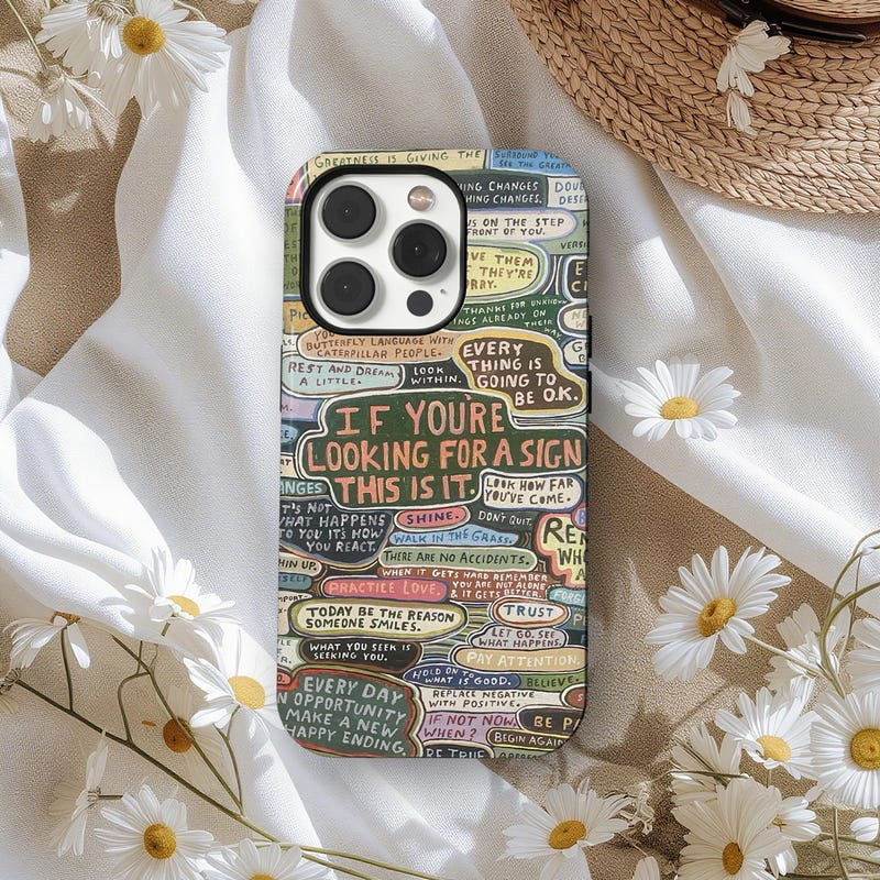 Hand-Drawn Retro Positive Message Inspirational Quote Case for iPhone ...