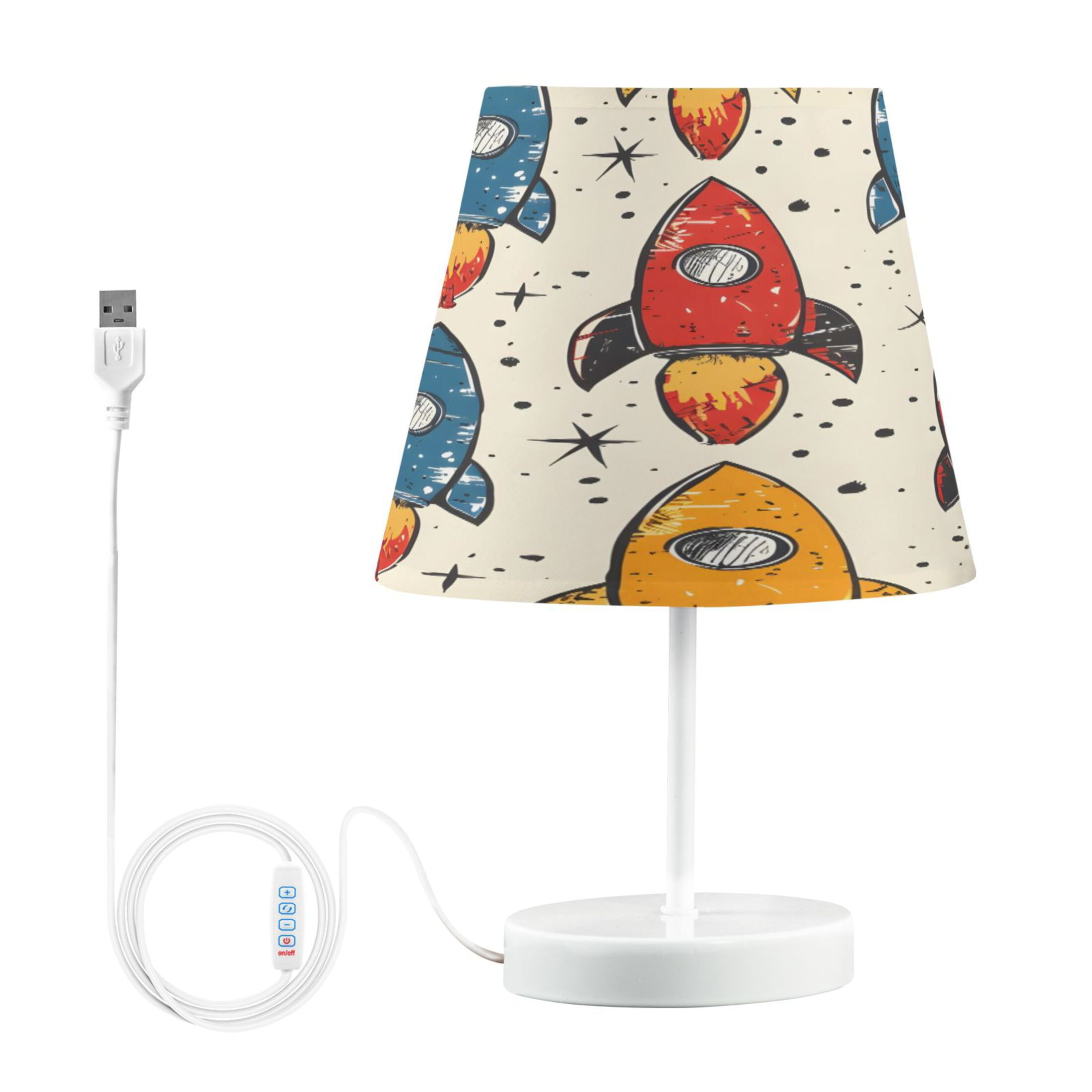 Hand Drawn Rocket Desk Lamp LED Table Nightstand Lamps with 3 Color ...