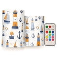 Hand Drawn Sailboat Flickering Flameless Candles Battery Operated with ...