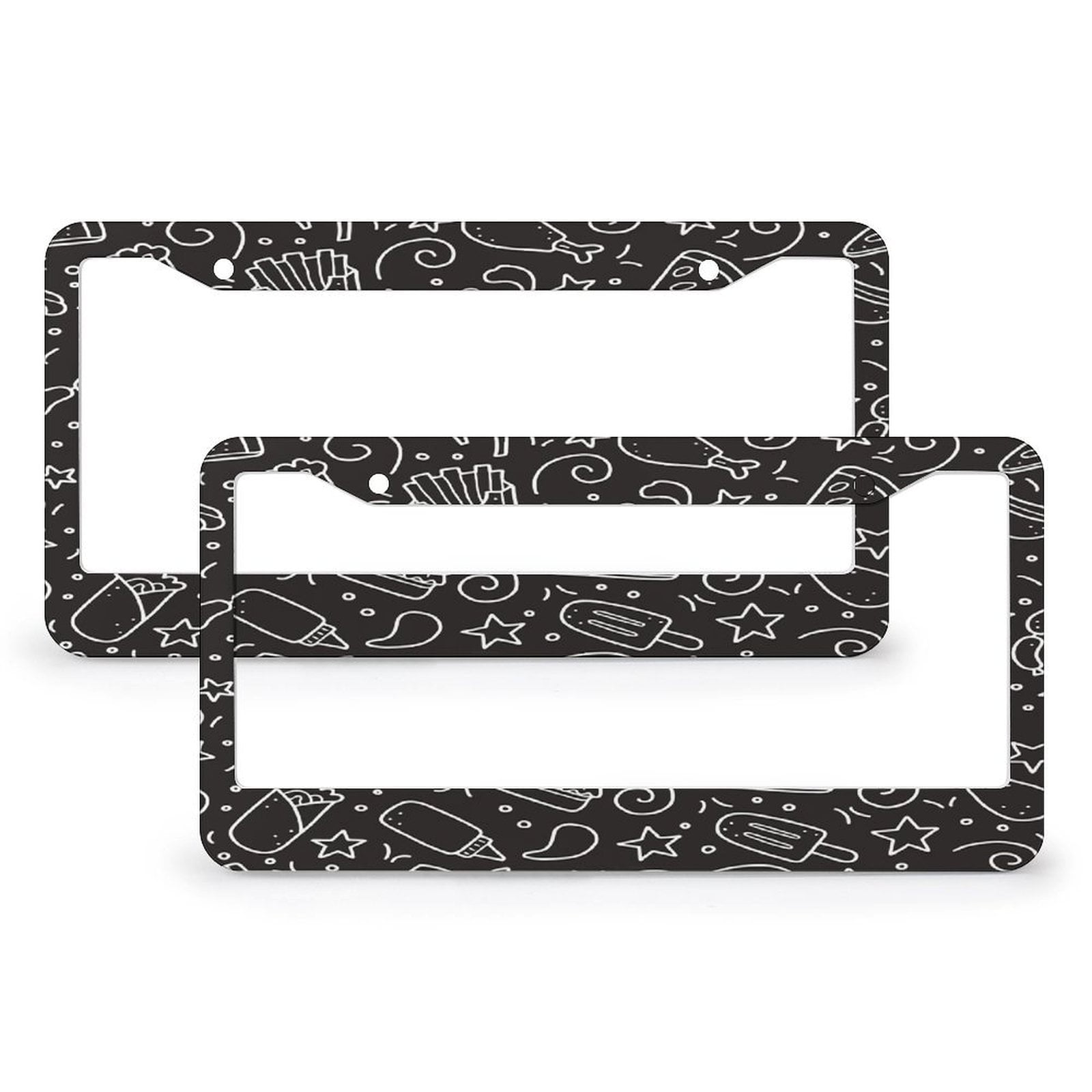 Hand Drawn Seamless Pattern Fast Food Doodle License Plate Frames ...