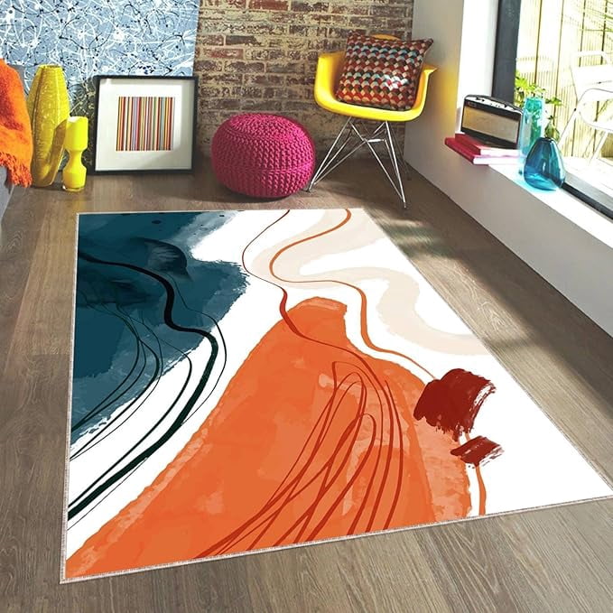 Hand Drawn Shapes Area Rugs, Minimalist Abstract Carpet, Soft Non-Skid ...